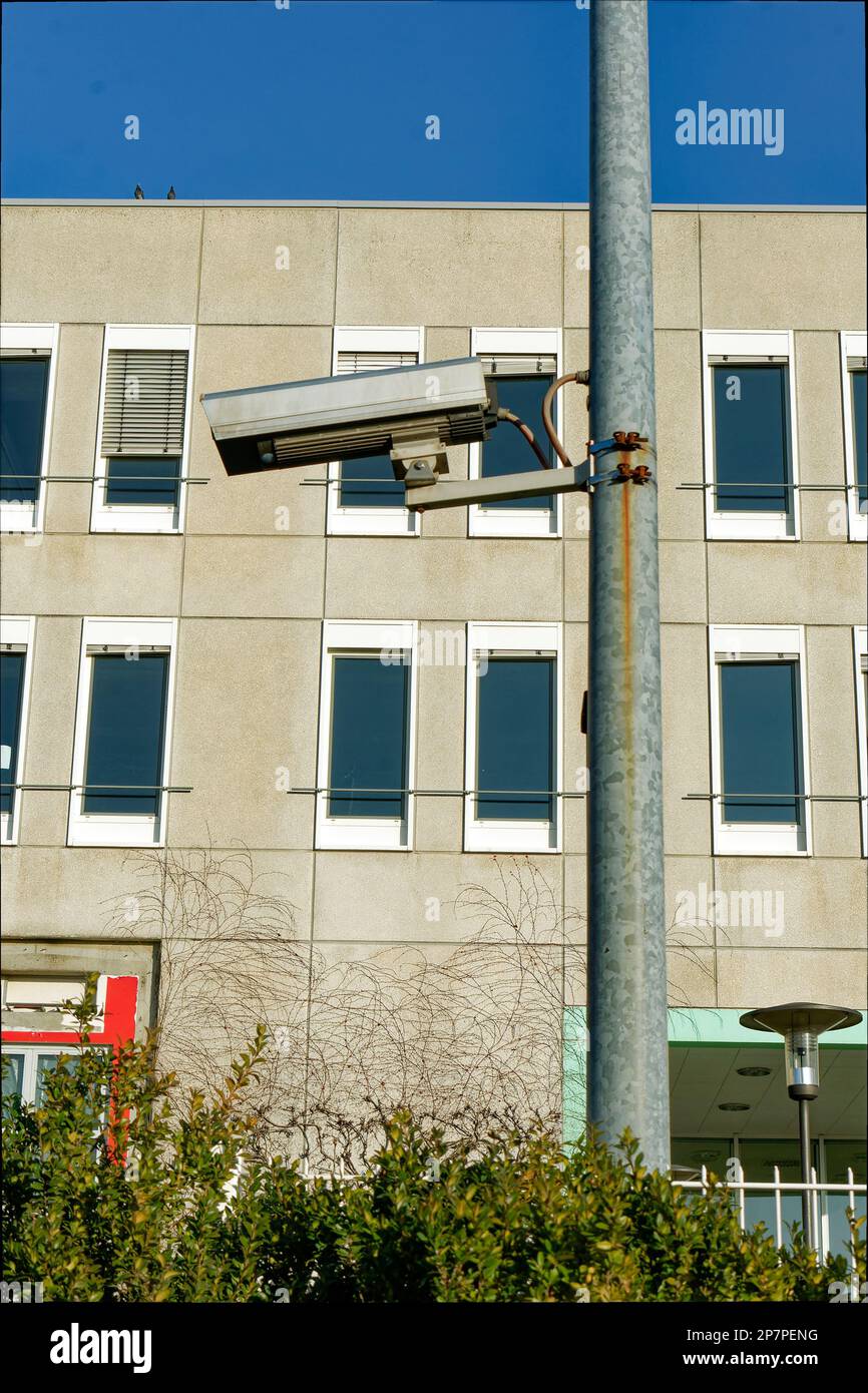 Surveillance Camera In Front Of The Facade Of A Building Stock Photo ...