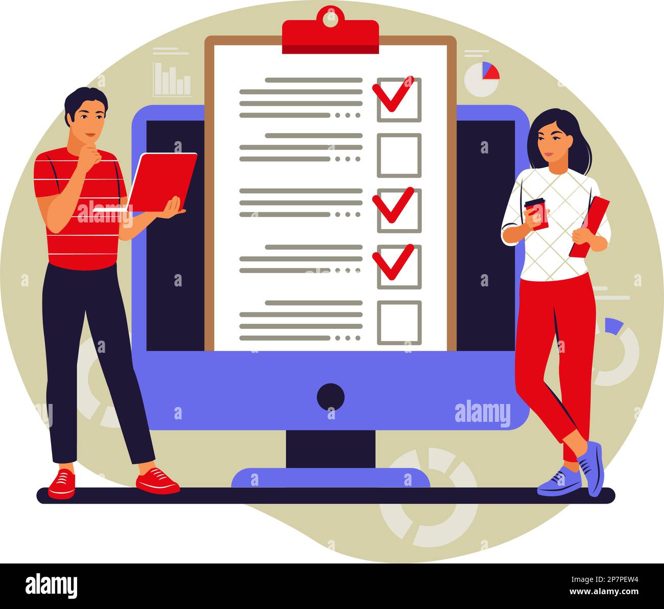 Woman survey clipboard Stock Vector Images - Alamy