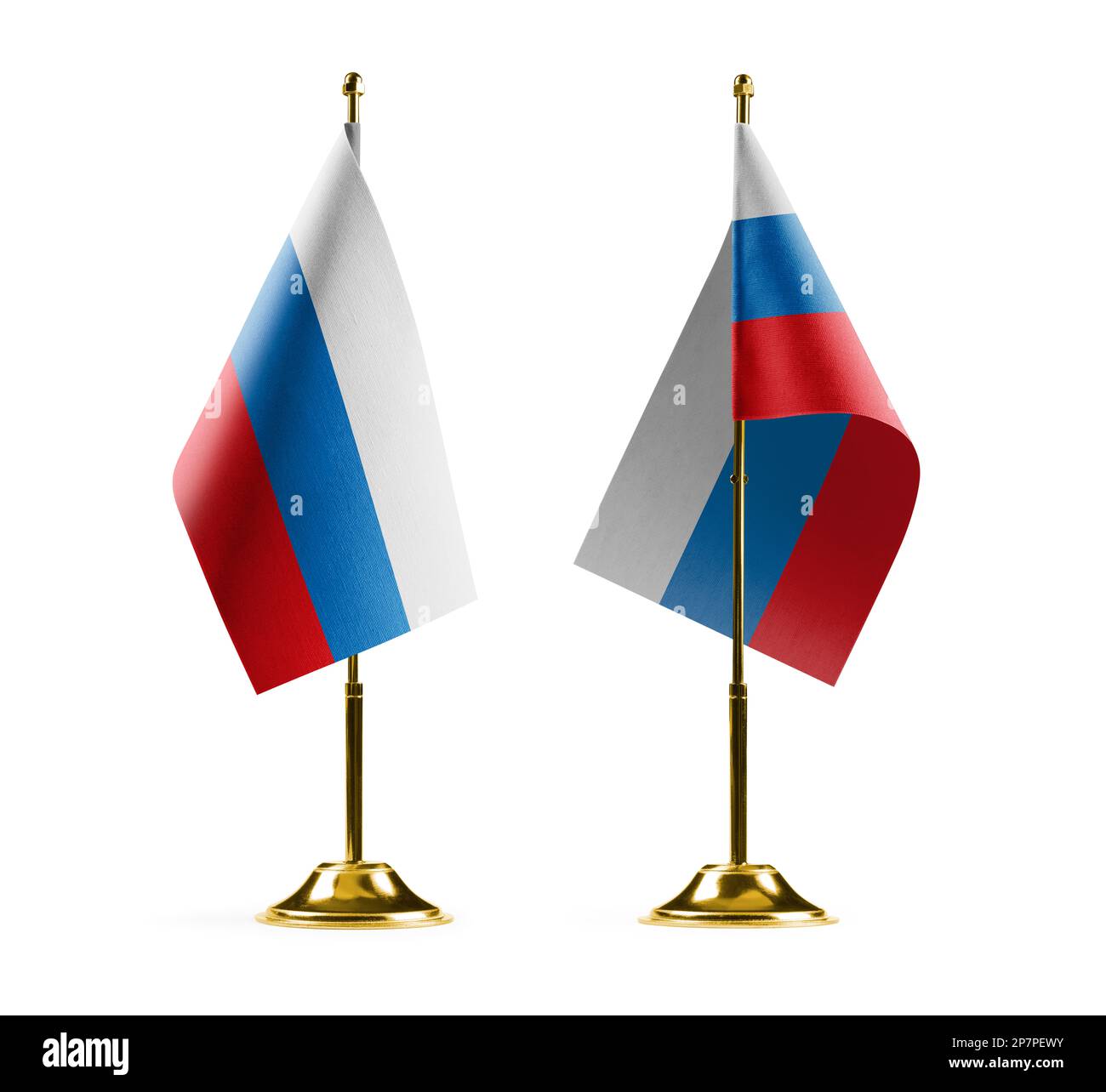 Small national flags of the Russia on a white background Stock Photo ...