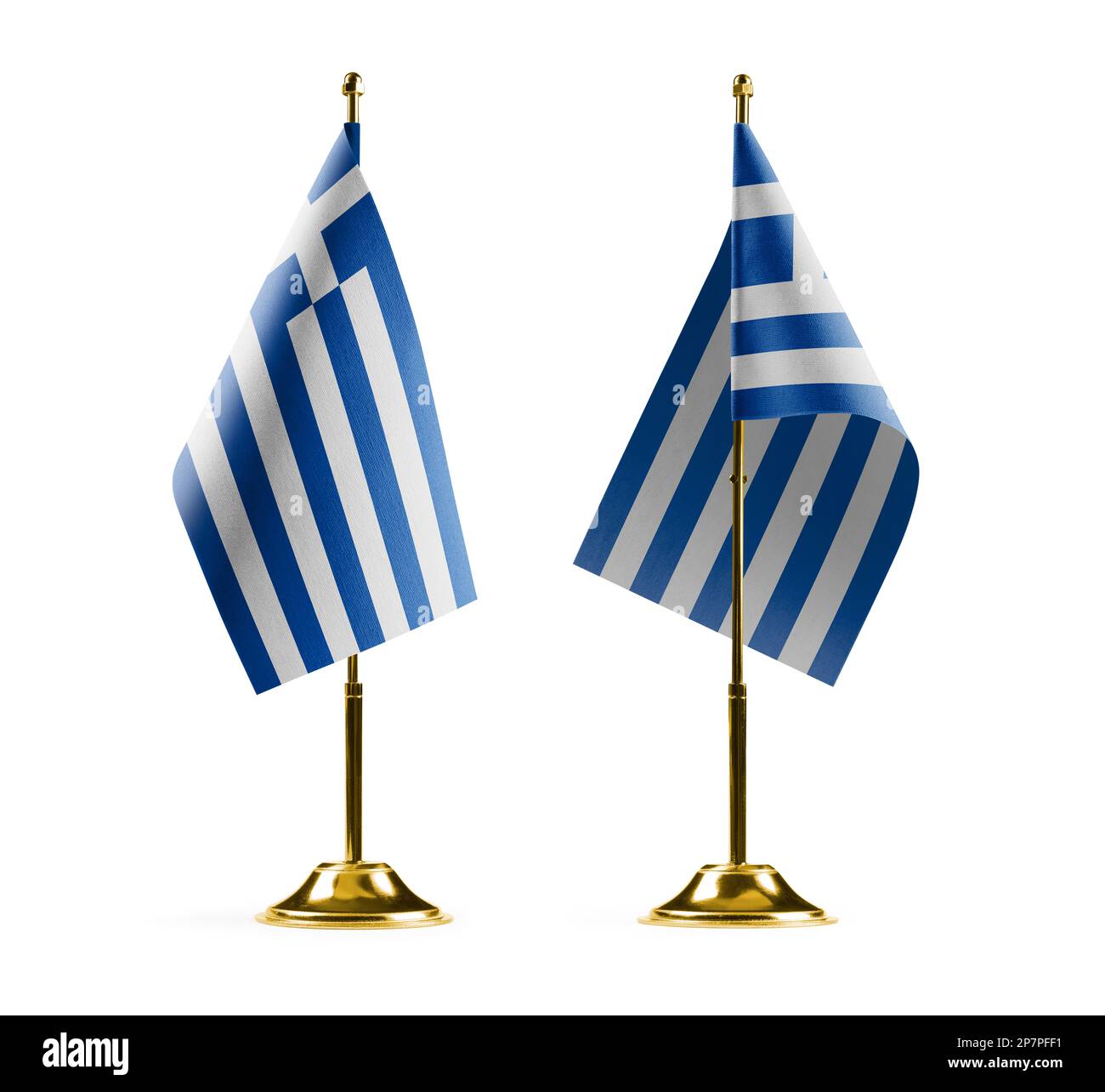 Small national flags of the Greece on a white background Stock Photo ...