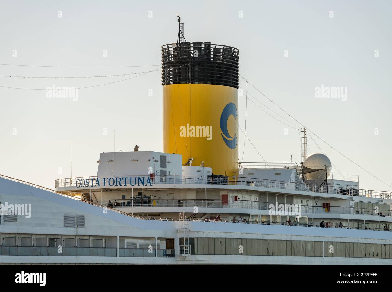 Montevideo, Uruguay - 5 February 2023: Funnel of Costa Fortuna cruise ...