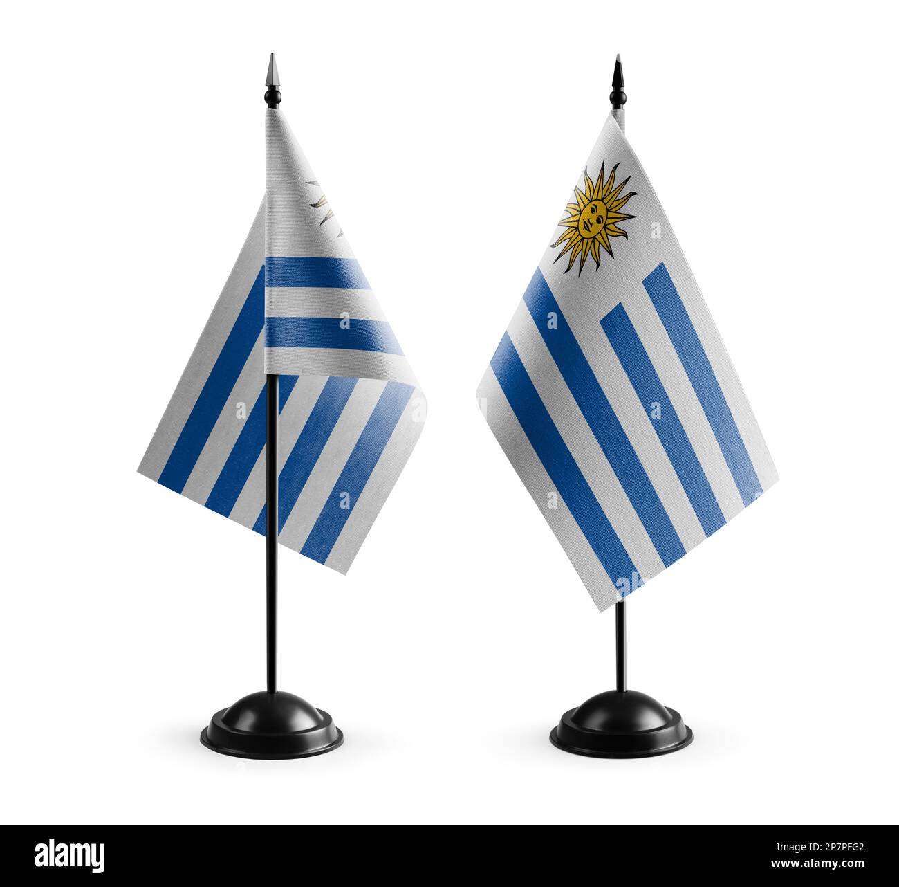 Small national flags of the Uruguay on a white background Stock Photo ...