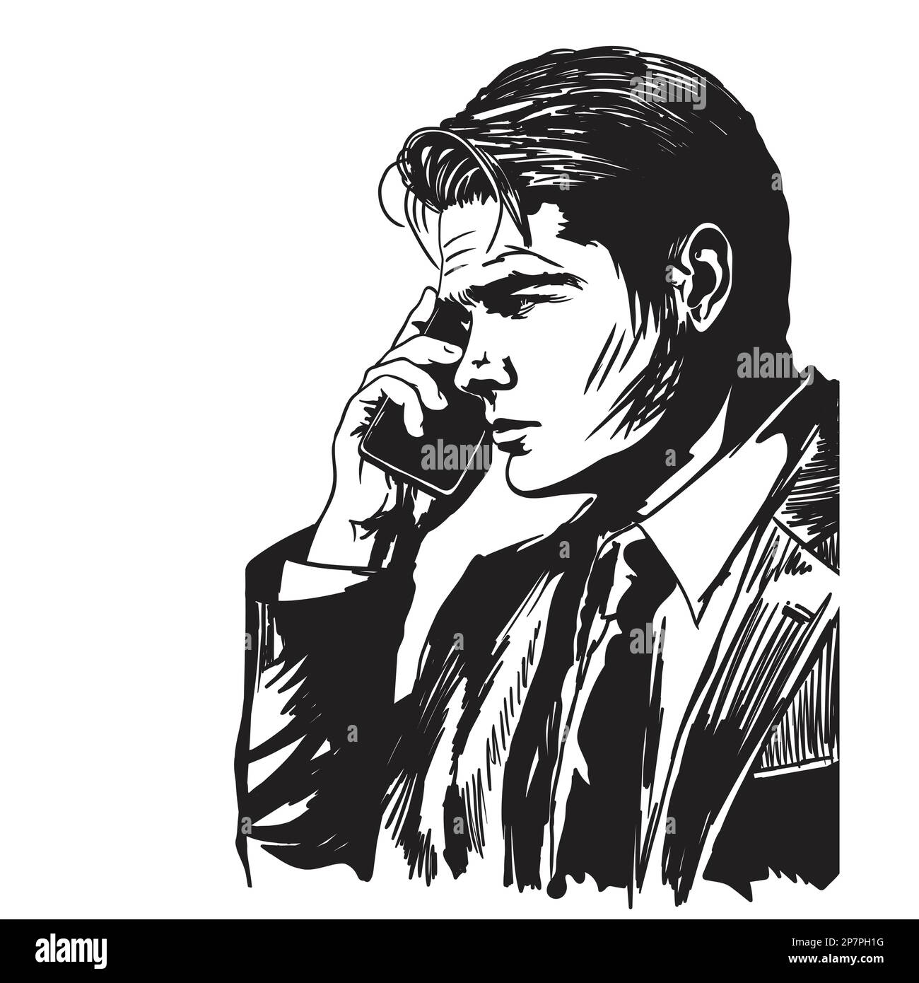 Businessman using phone working Stock Vector Images - Alamy