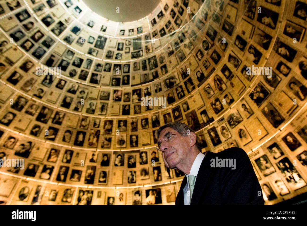 Costa Rica's President Oscar Arias visits the Hall of Names at the Yad ...