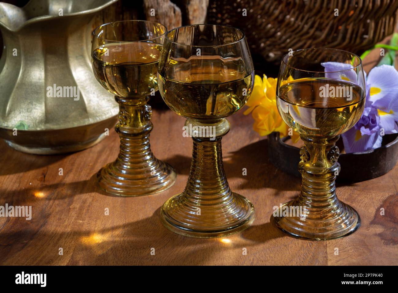 Antique German glassware, old Dutch style rummer or roemer glasses for ...