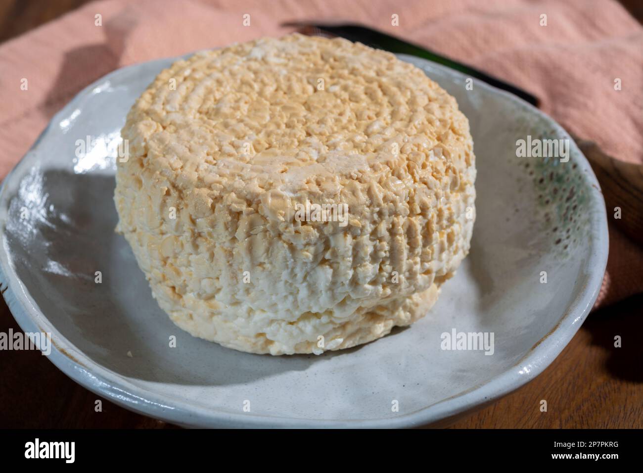 Polish white skimmed fresh smoked milk twarog cheese, white cow cheese ...