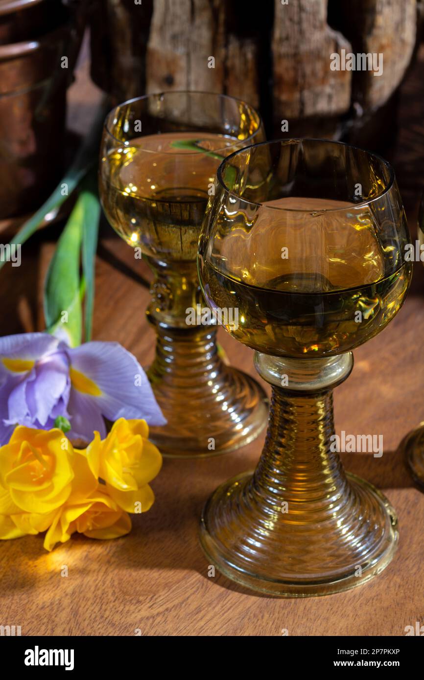 Antique German glassware, old Dutch style rummer or roemer glasses for ...