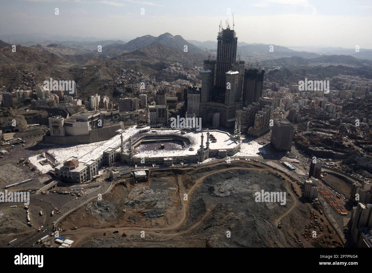 This aerial image made from a helicopter shows tens of thousands of ...