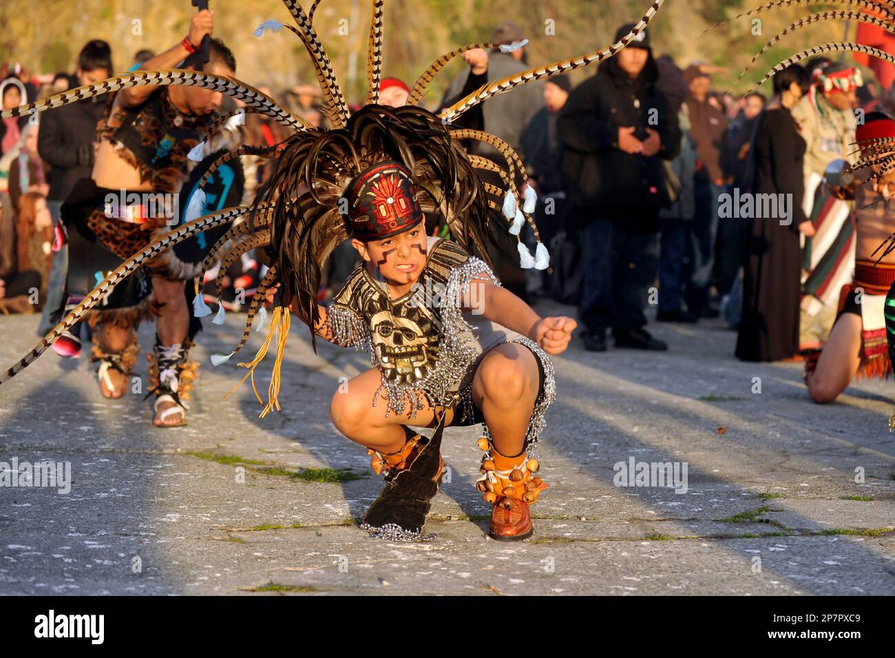 A young boy dances during an Aztec ceremony at The Indigenous People’s ...