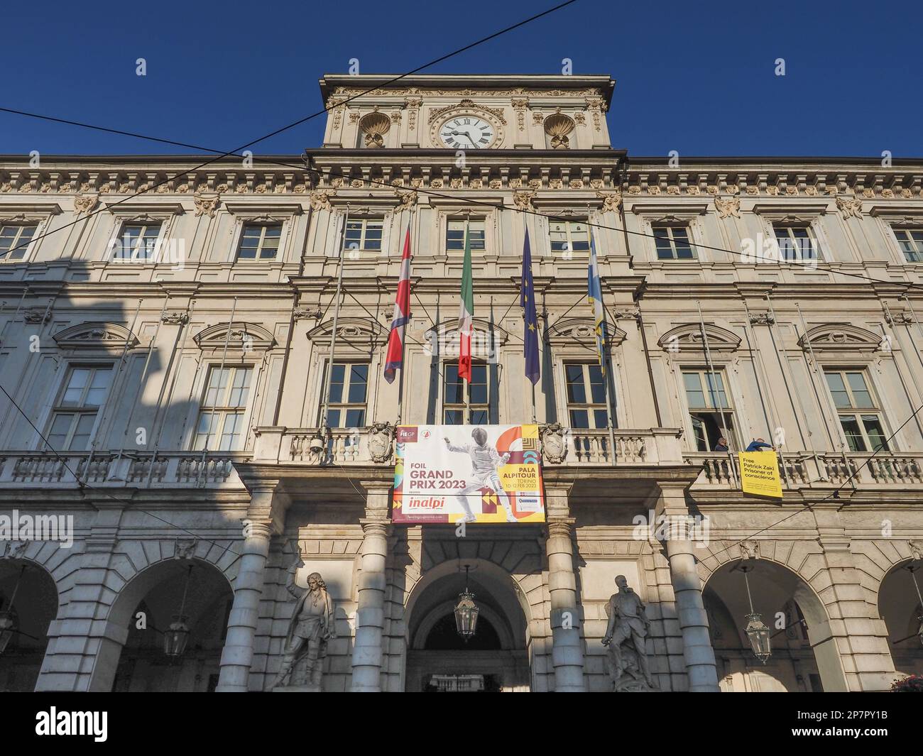 TURIN, ITALY - CIRCA FEBRUARY 2023: Palazzo di Citta translation Town ...