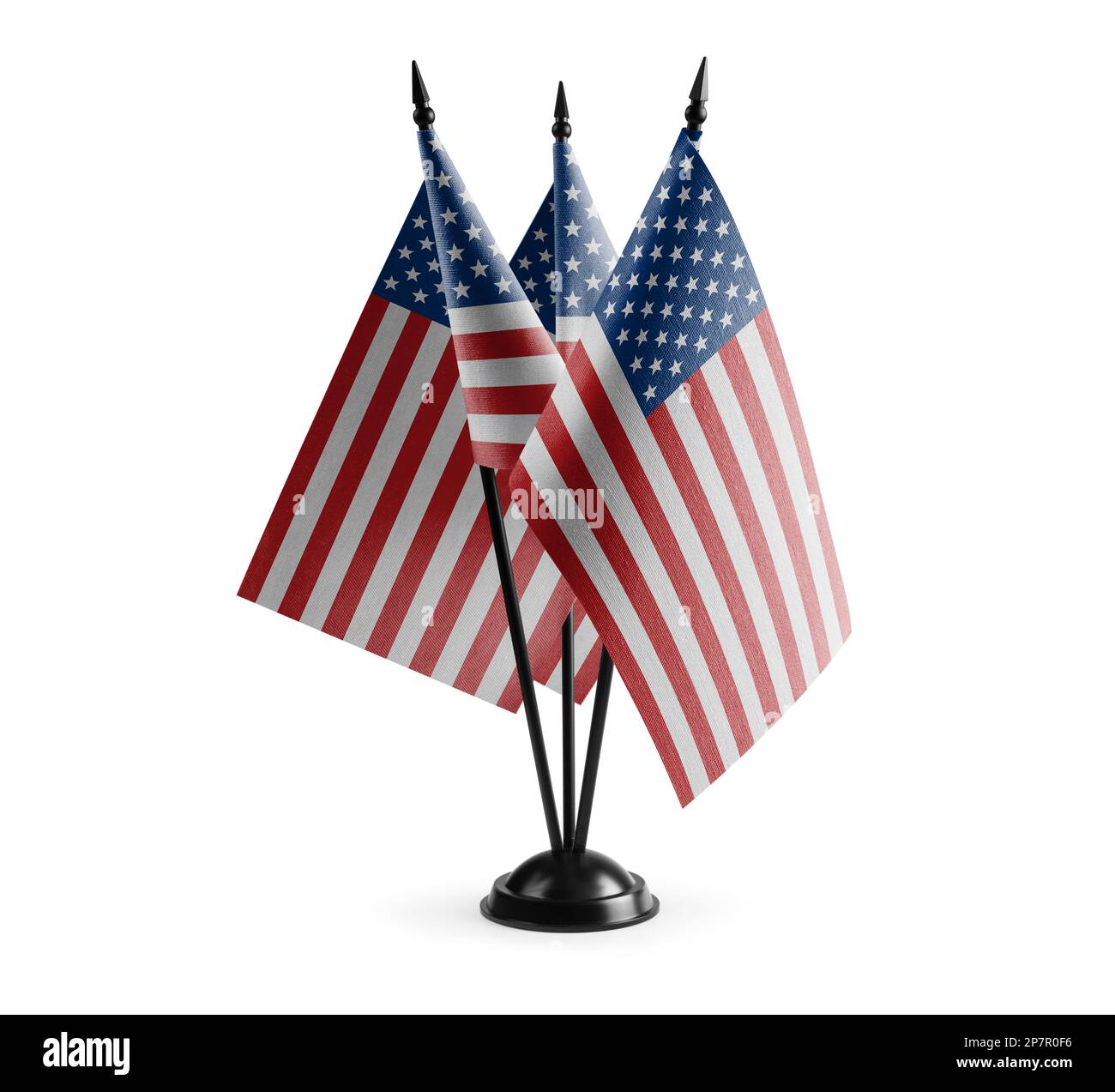 Small national flags of the USA on a white background Stock Photo - Alamy