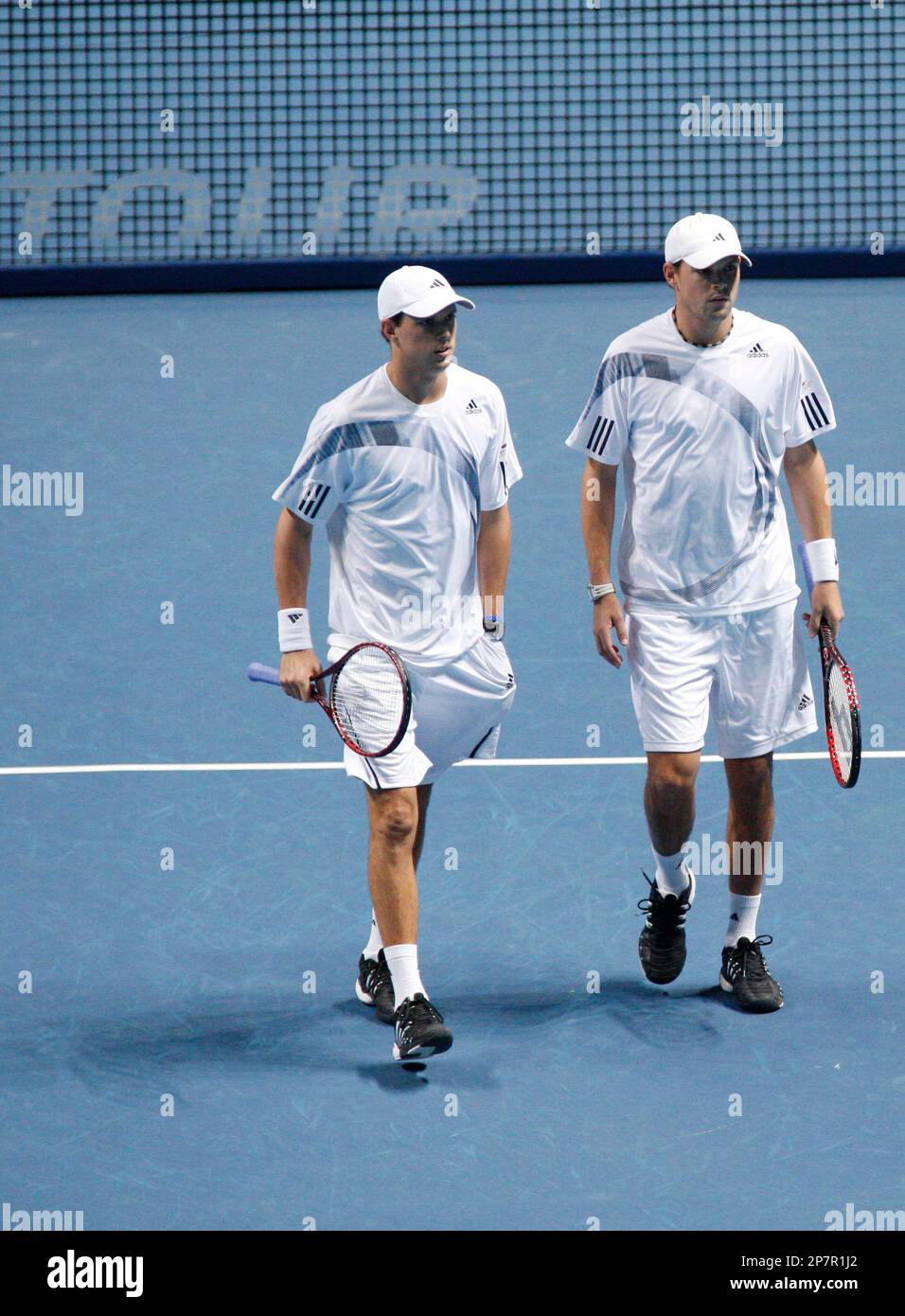 U.S.'s Mike Bryan, left, and partner U.S.'s Bob Bryan during their ATP ...