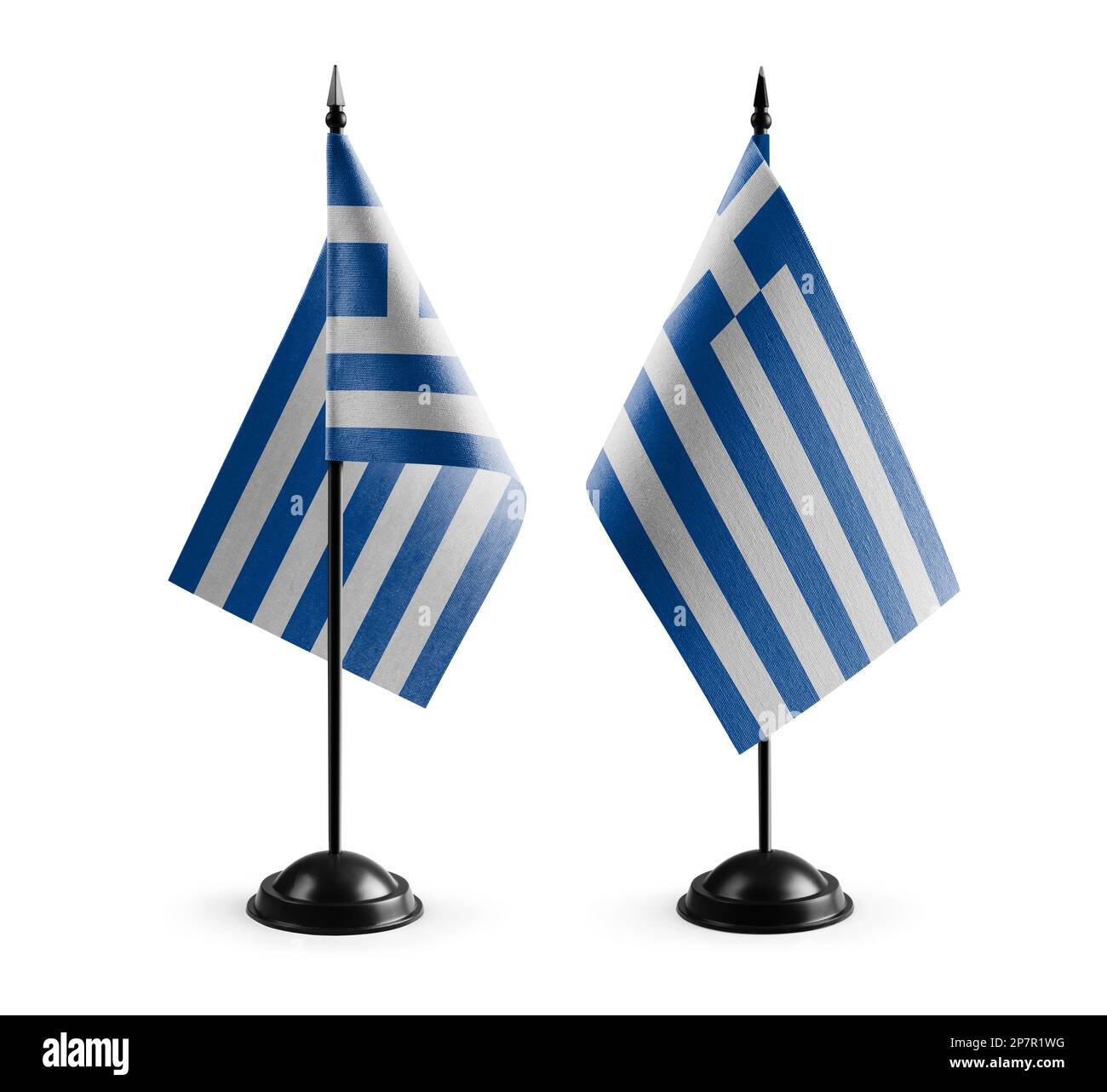 Small national flags of the Greece on a white background Stock Photo ...