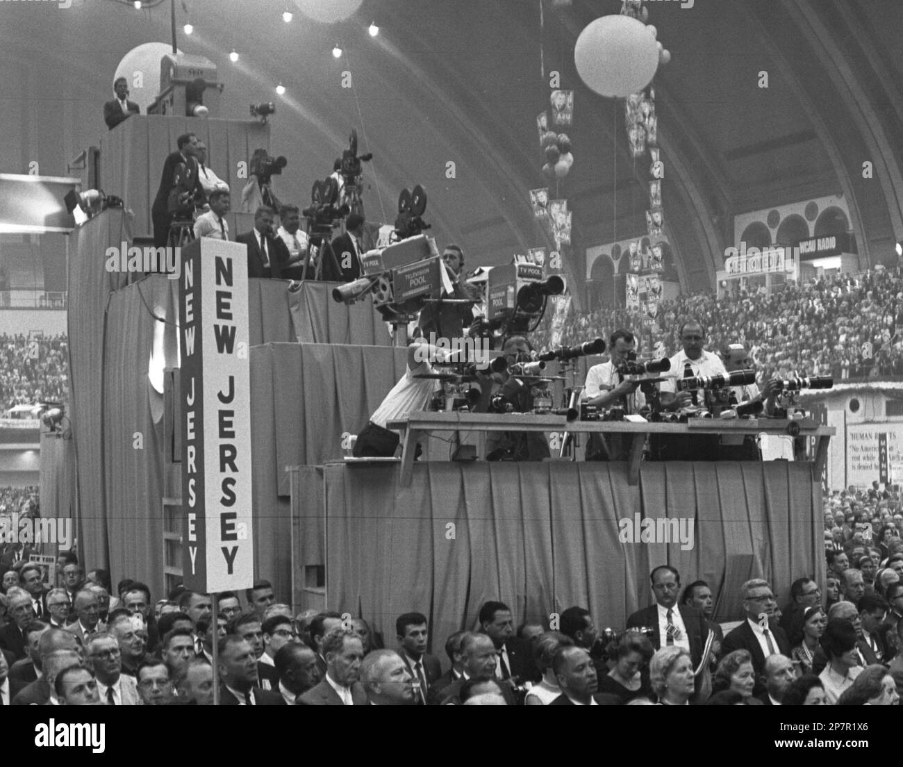 Delegates on the floor at the 1964 democratic national convention hi ...