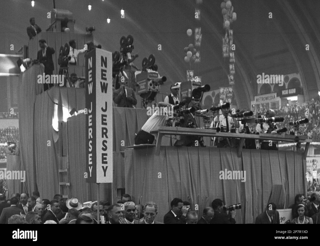 Delegates on the floor at the 1964 democratic national convention hi ...