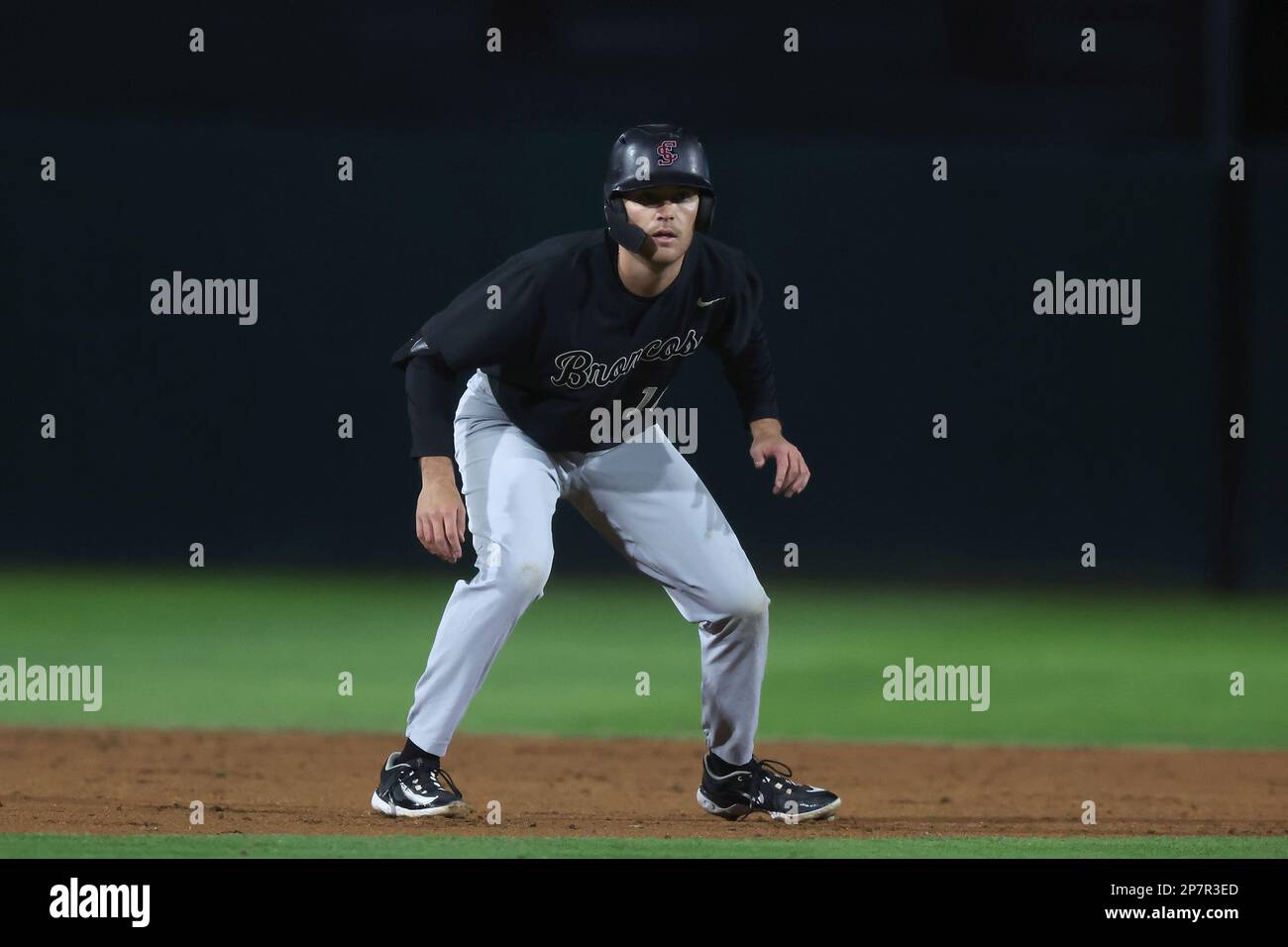 Base runner Jack Harnisch (16) of Santa Clara looks on from second base ...