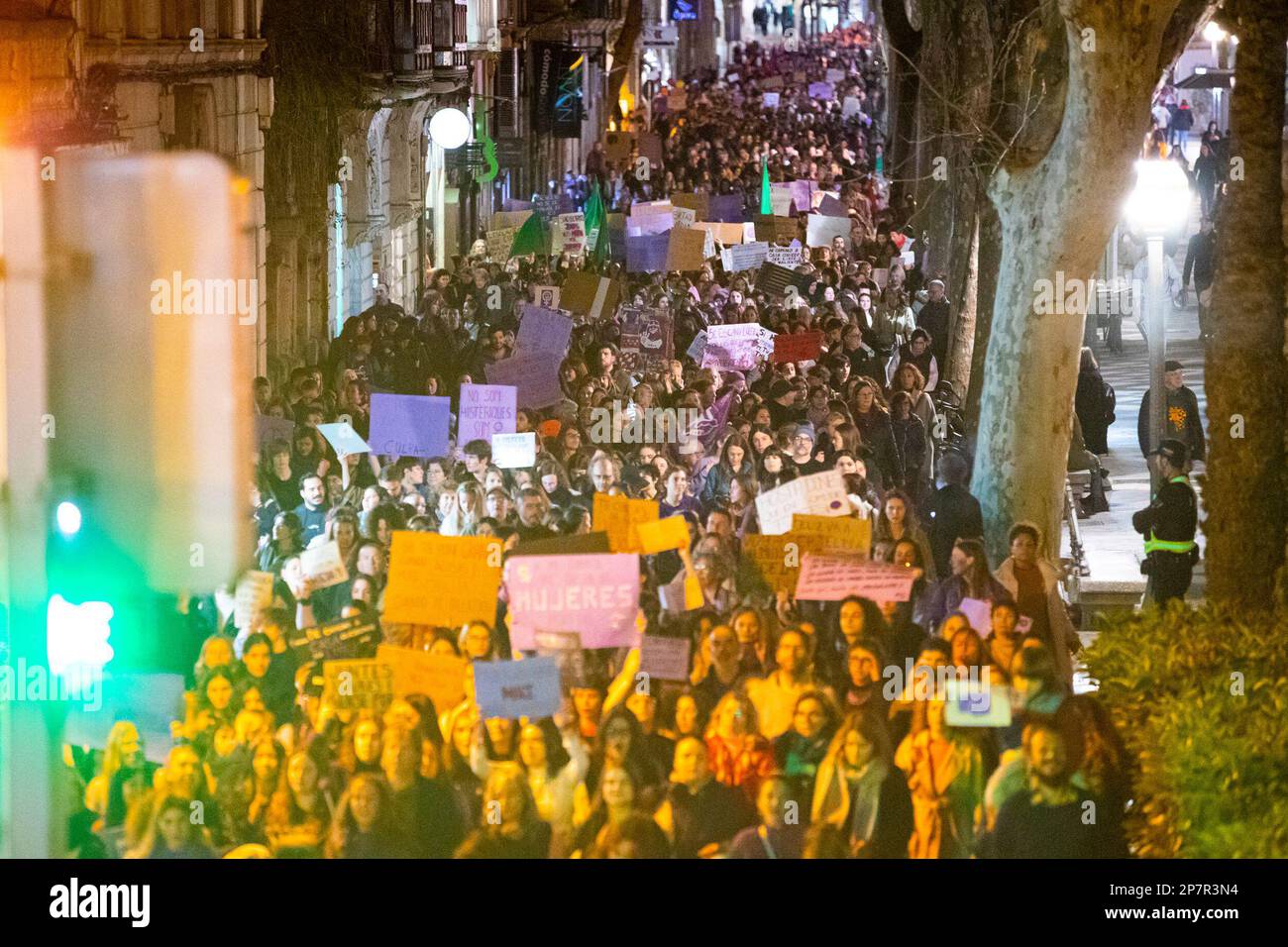 Thousands of people protest with placards during the demonstration led ...