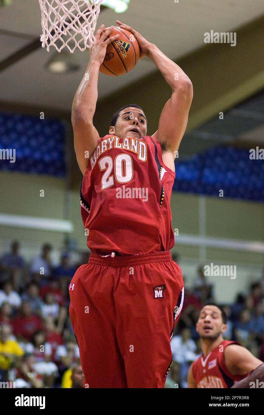Maryland forward Jordan Williams (20) grabs a rebound while playing ...