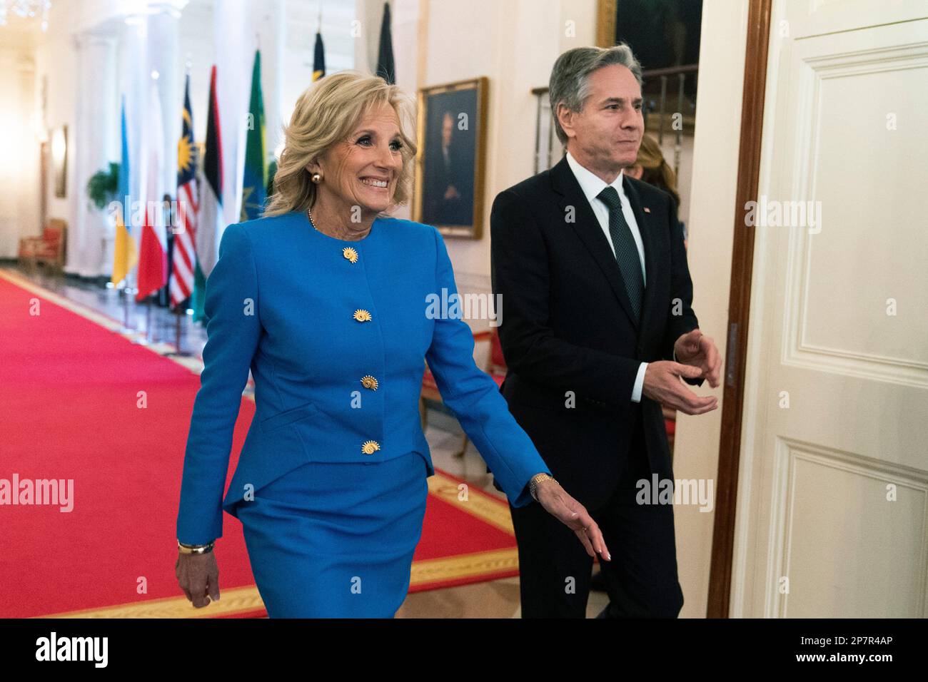 First Lady Jill Biden And Secretary Of State Antony Blinken Arrive For