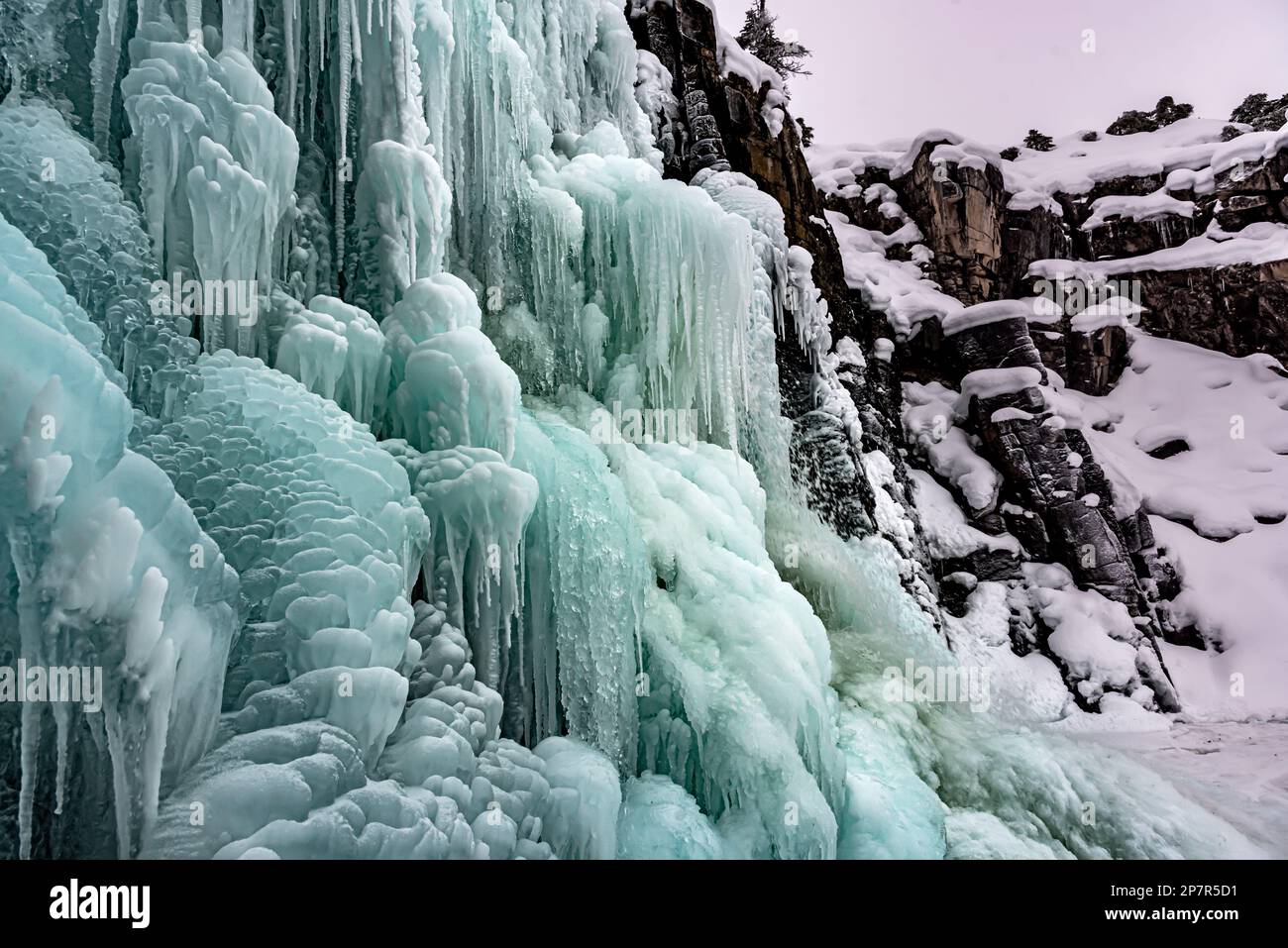A stunning frozen waterfall in northern Canada, Yukon Territory. Seen ...