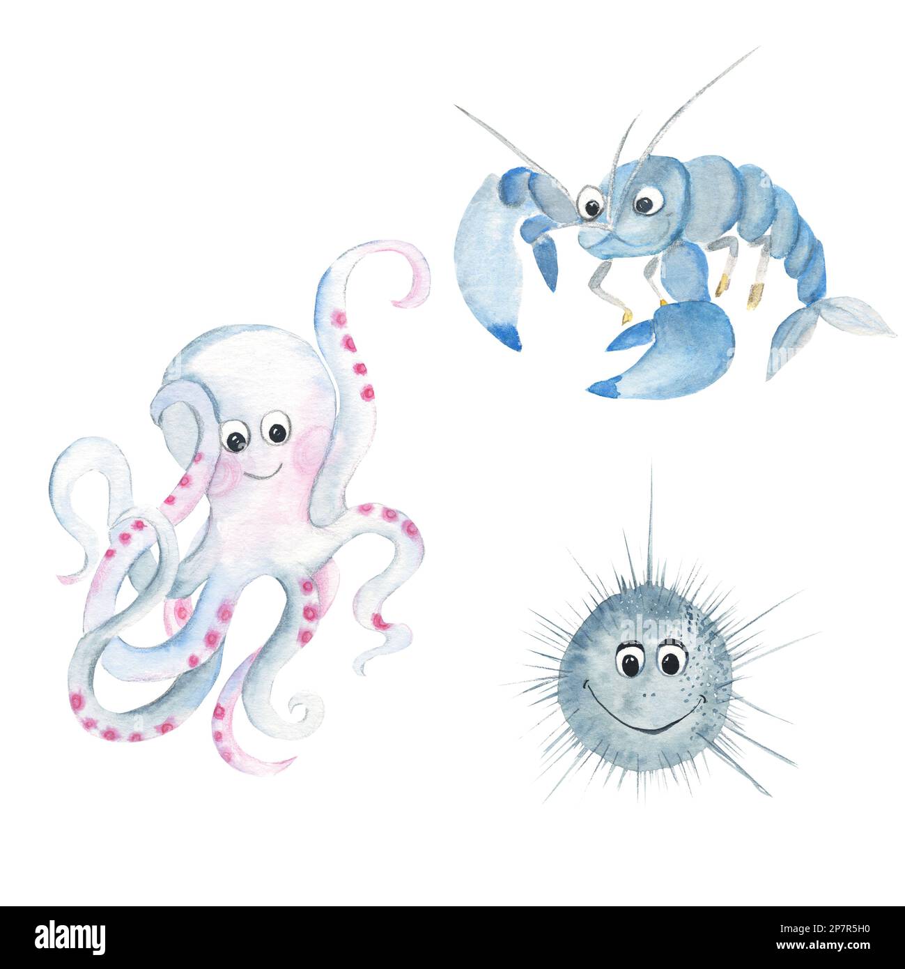 Marine life cute animals, under sea world. Underwater animal creatures ...