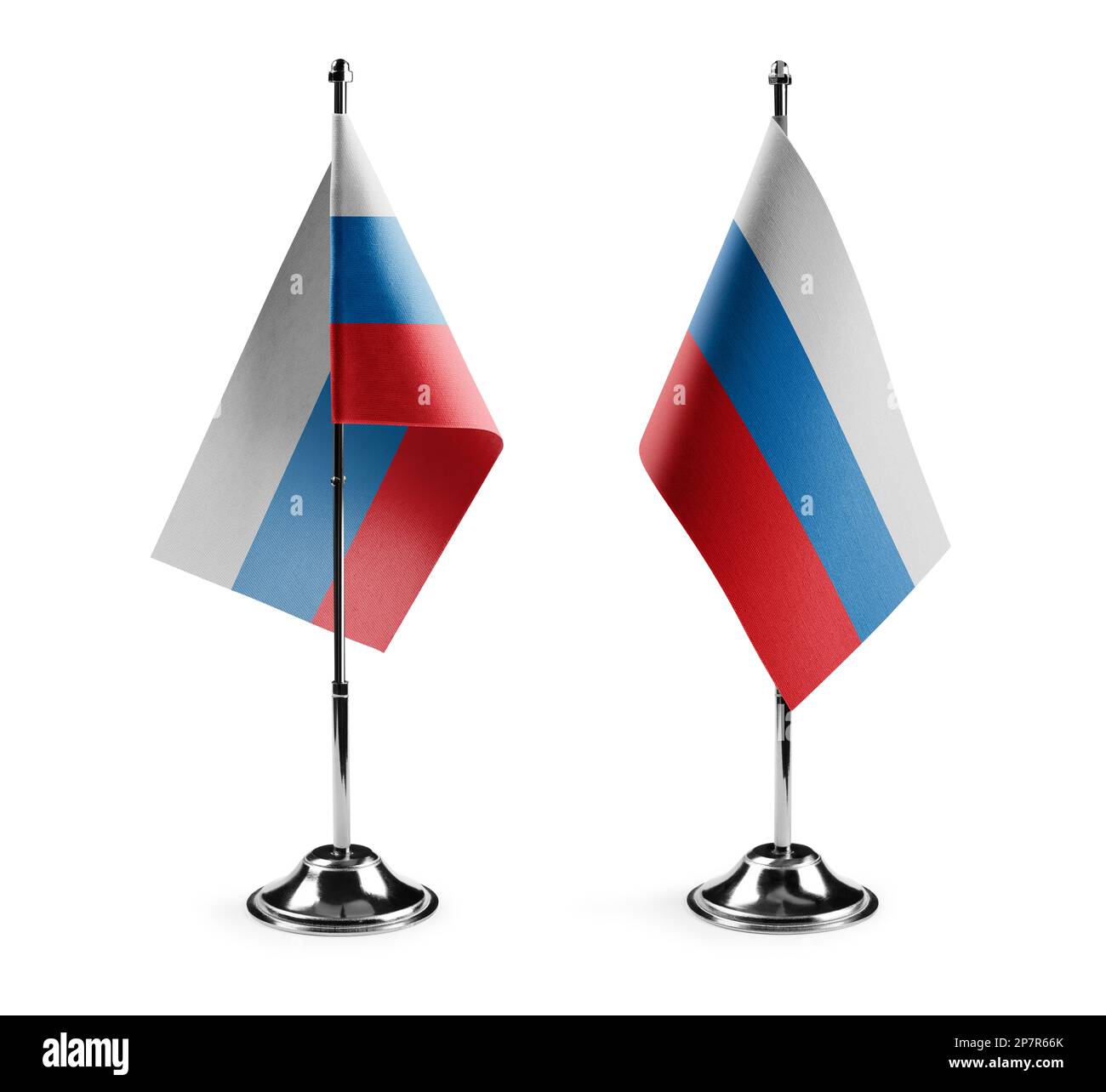 Small national flags of the Russia on a white background Stock Photo ...