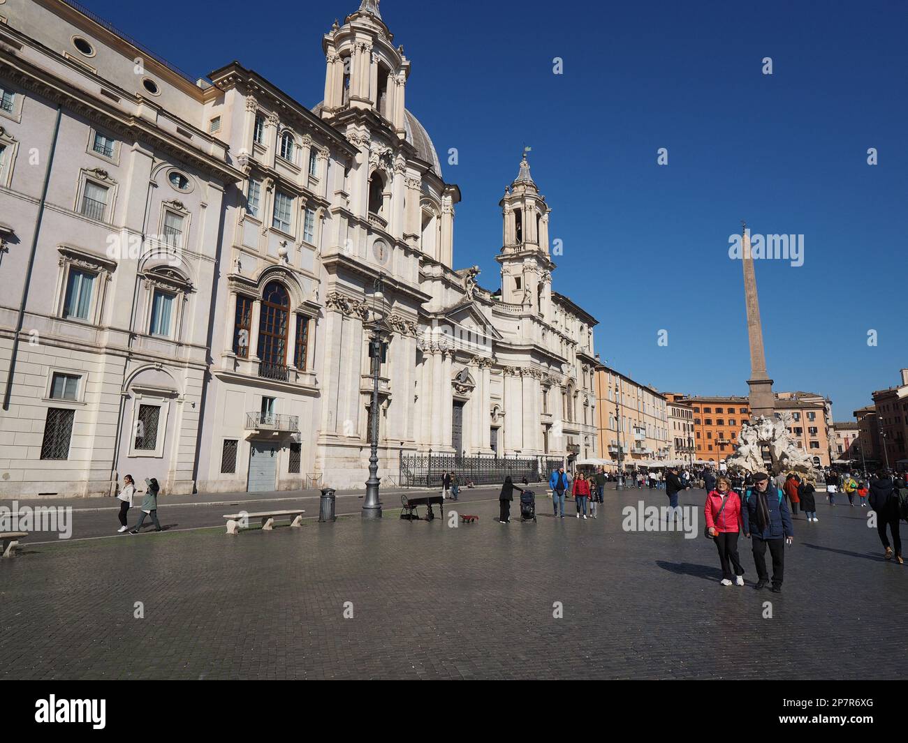 Piazza Navona with Sant'Agnese in Agone church in the city center of ...