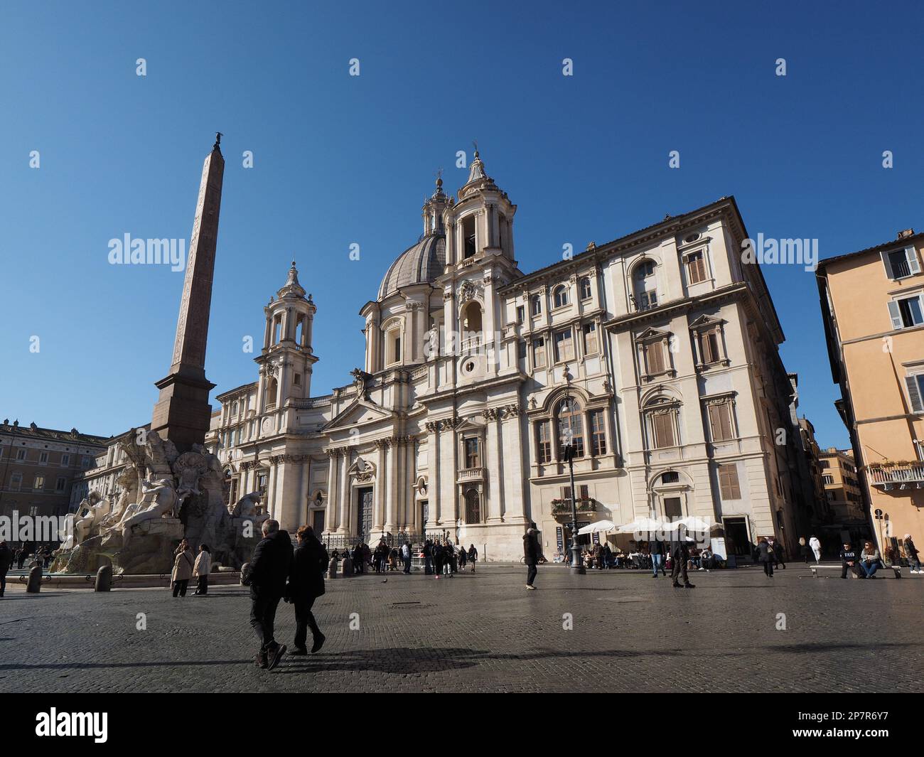 Piazza Navona with Sant'Agnese in Agone church in the city center of ...