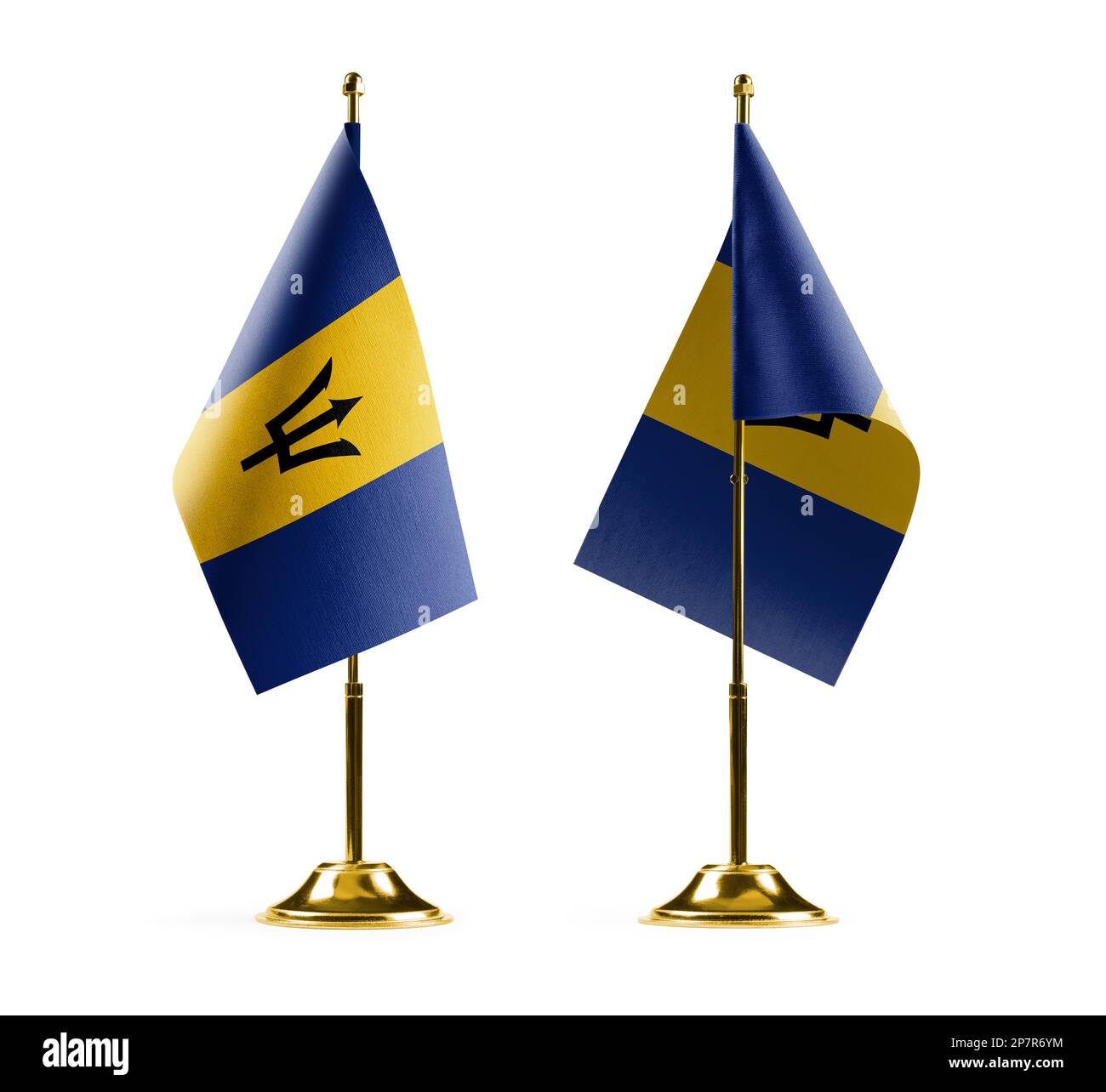 Small national flags of the Barbados on a white background Stock Photo ...