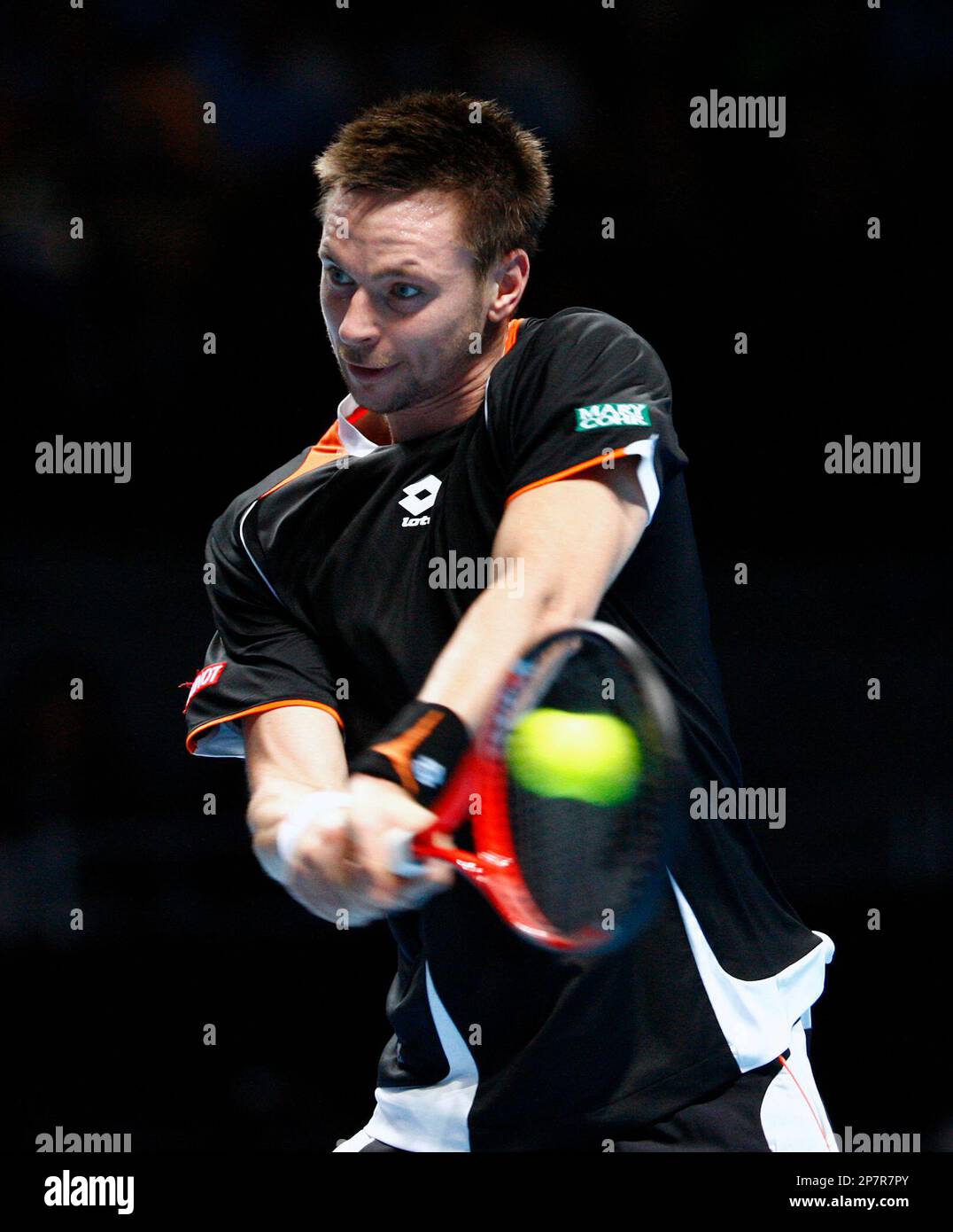 Sweden's Robin Soderling returns the ball to Spain's Rafael Nadal ...