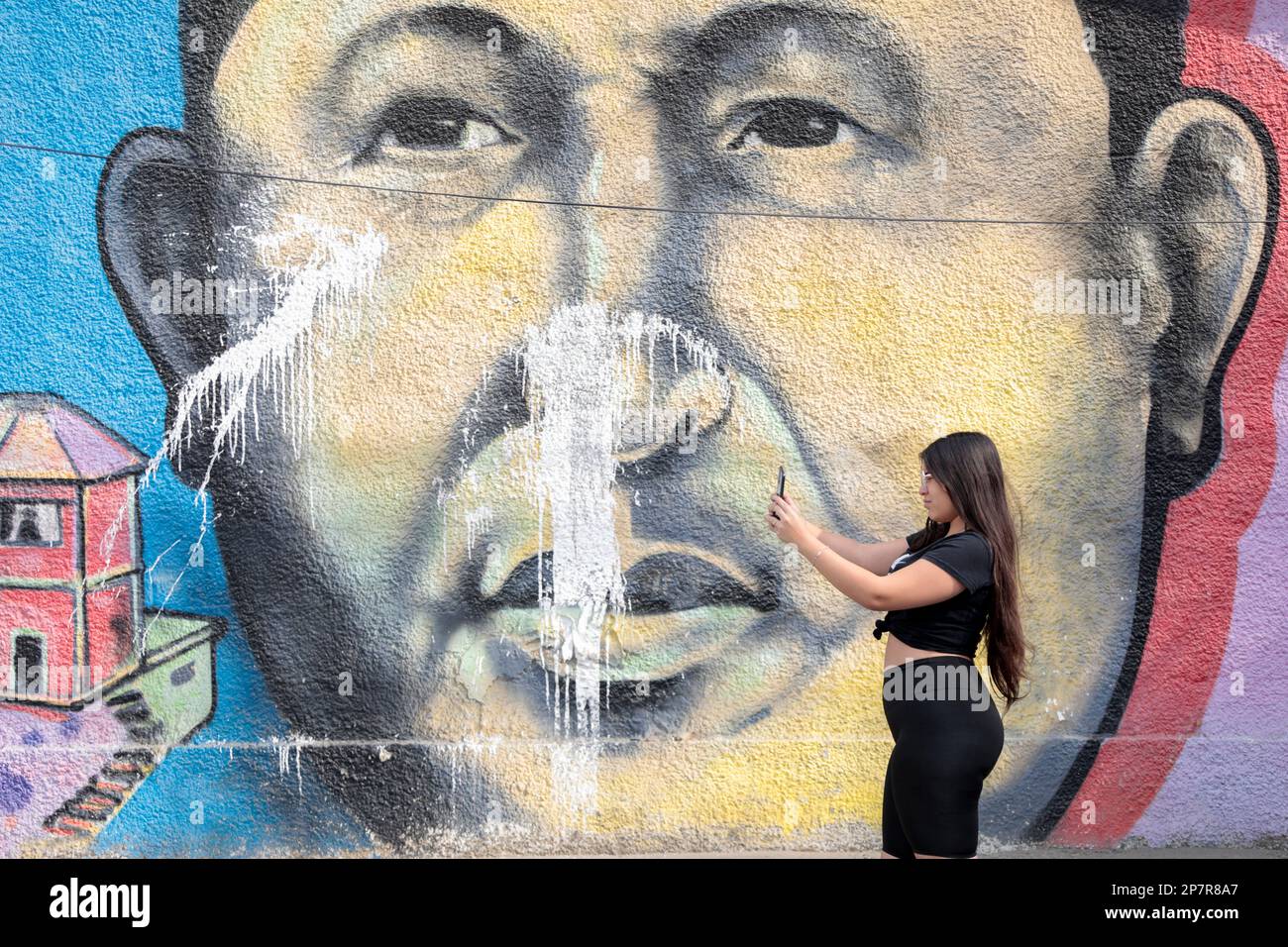 Caracas, Venezuela. 08th Mar, 2023. A woman takes a selfie in front of ...