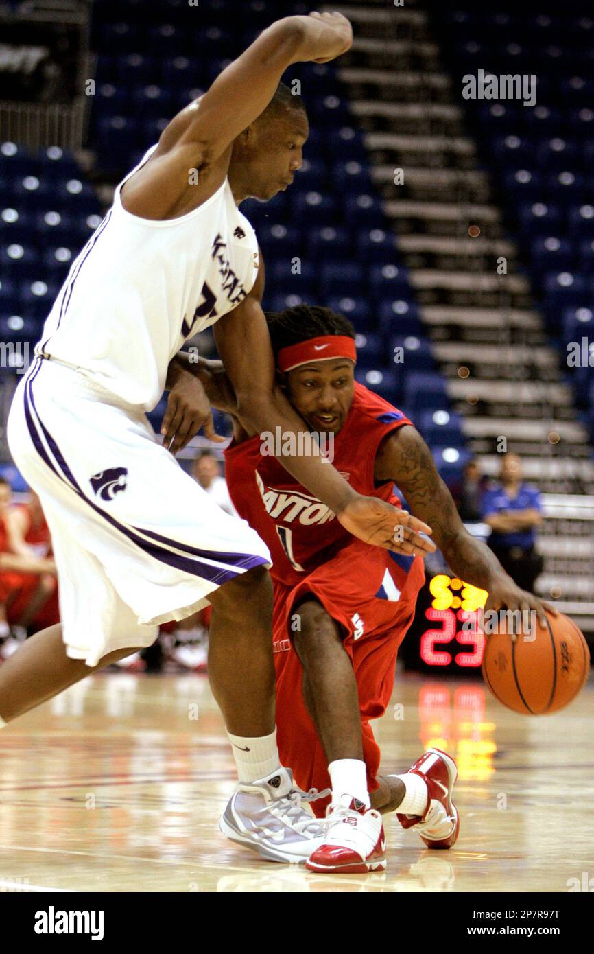 Dayton’s London Warren, right, drives against Kansas State’s Wally ...