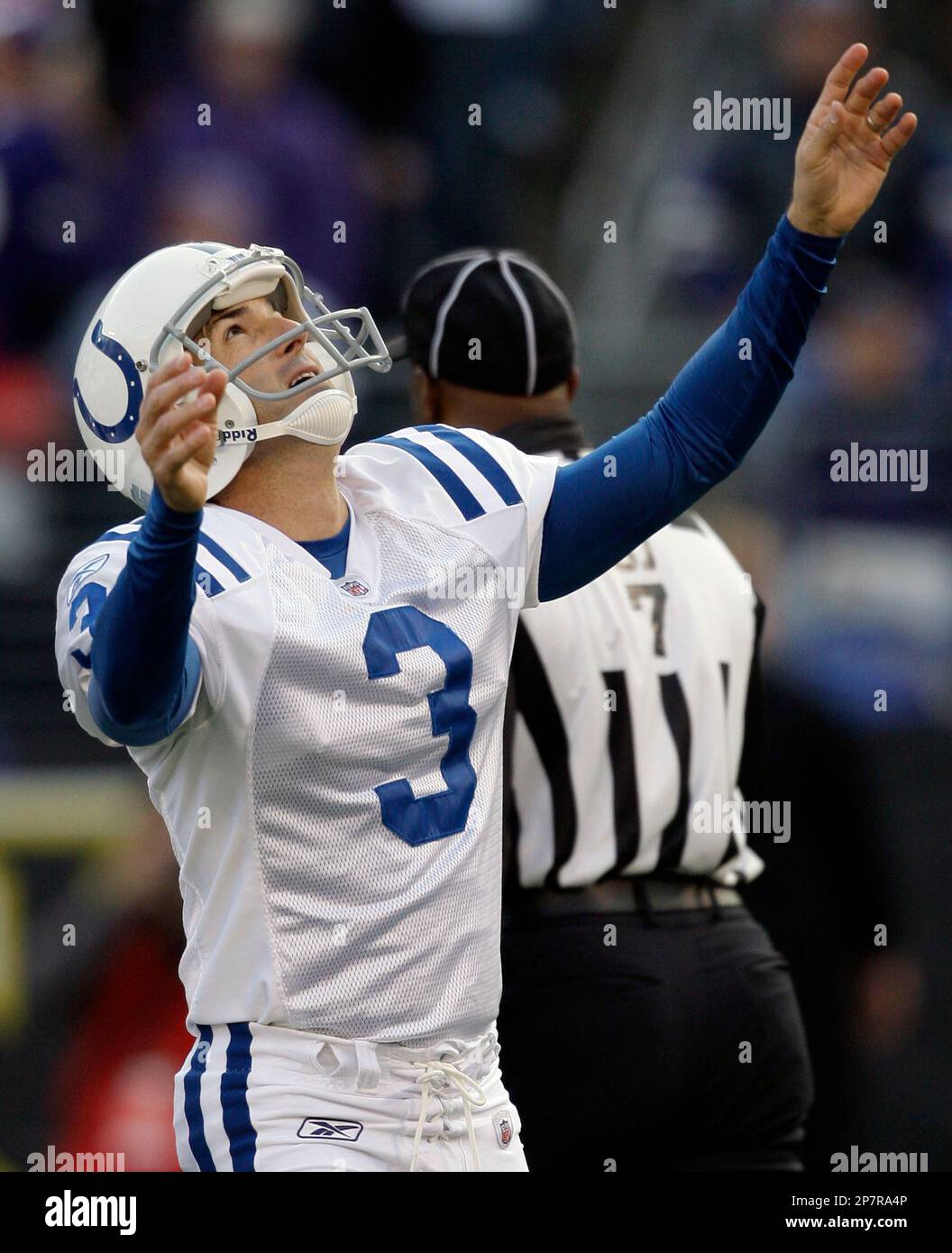 Indianapolis Colts kicker Matt Stover celebrates after kicking the go ...