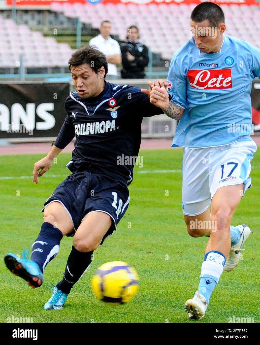 Lazio's Mauro Zarate, of Argentina, left, and Napoli's Marek Hamsik, of ...