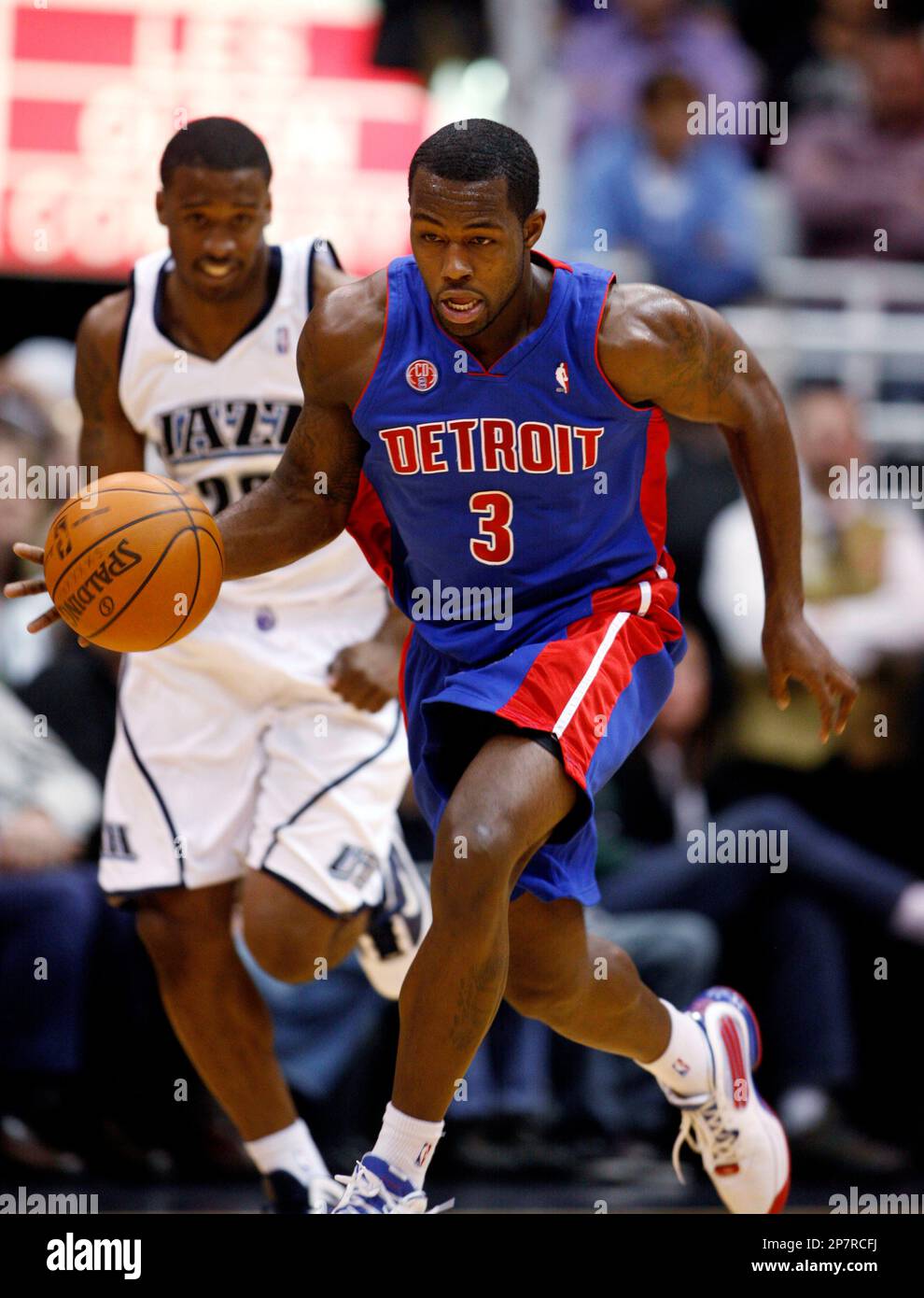 Detroit Pistons guard Rodney Stuckey (3) heads down court with a stolen ...