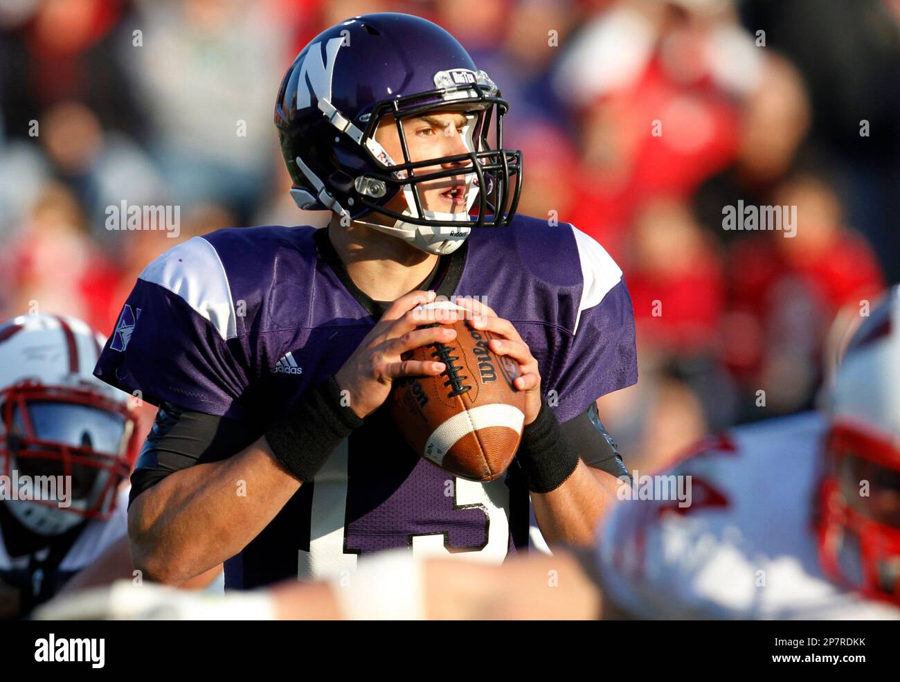 Northwestern quarterback Mike Kafka looks to pass during the first ...