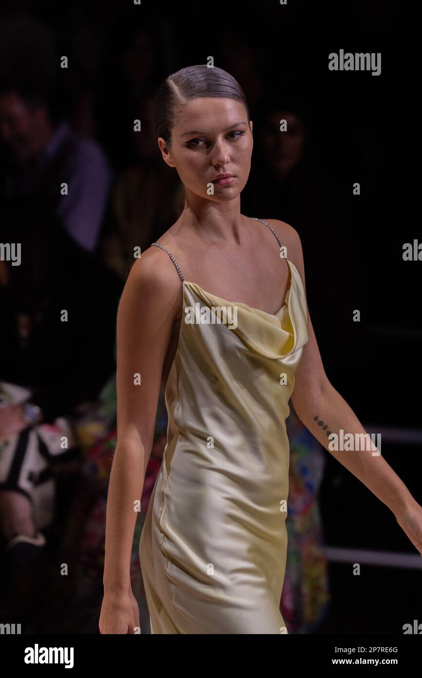 Melbourne, Australia. 08th Mar, 2023. A model showcases designs by ...