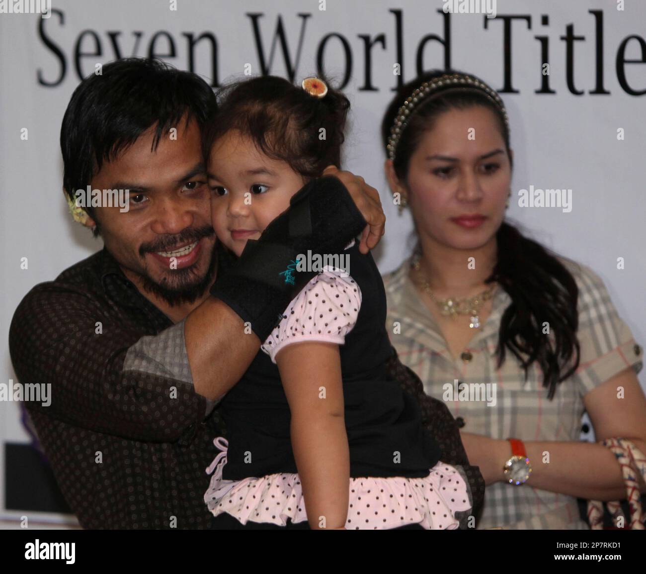 Filipino boxing great Manny Pacquiao hugs his daughter Princess upon ...