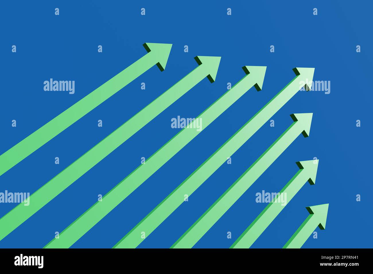 Many green up arrows on sky blue background. Illustration of the ...
