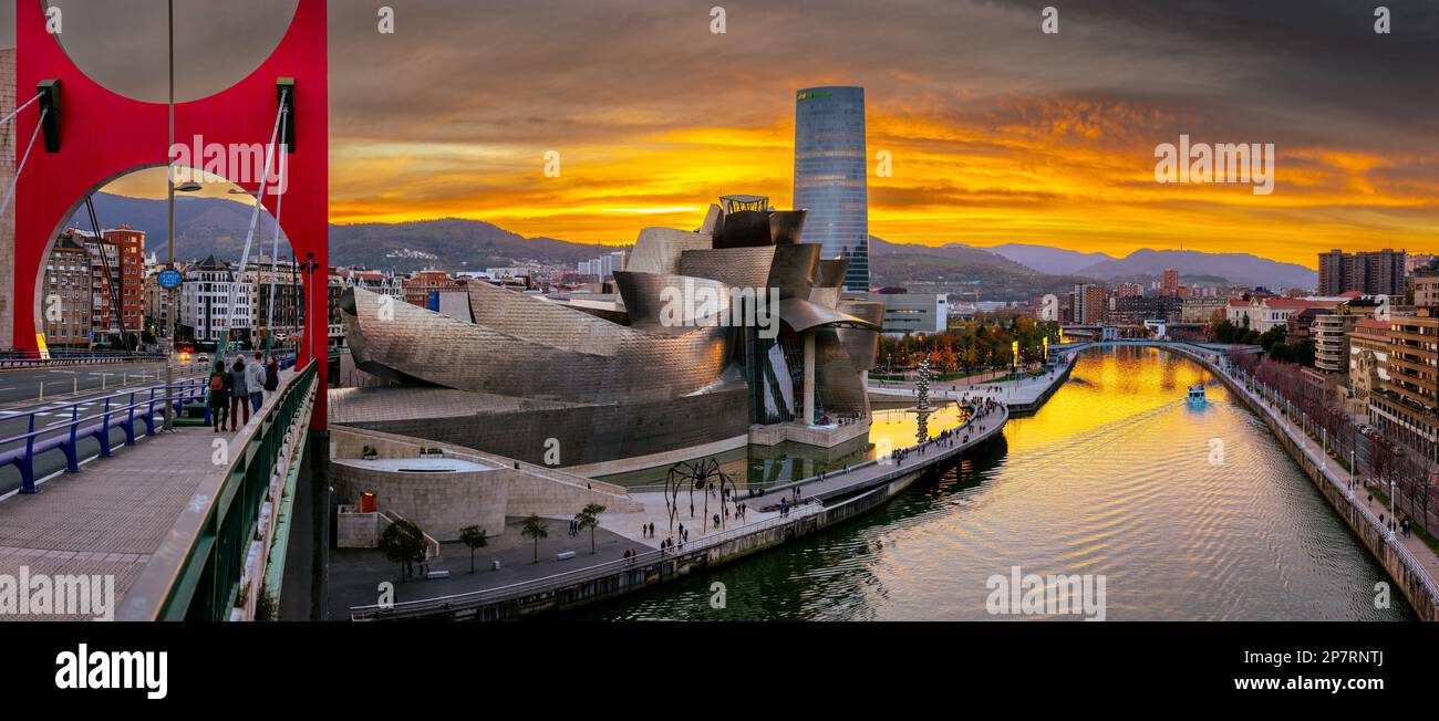 Bilbao, Spain - NOV 20, 2021: awesome evening panoramic view of The ...