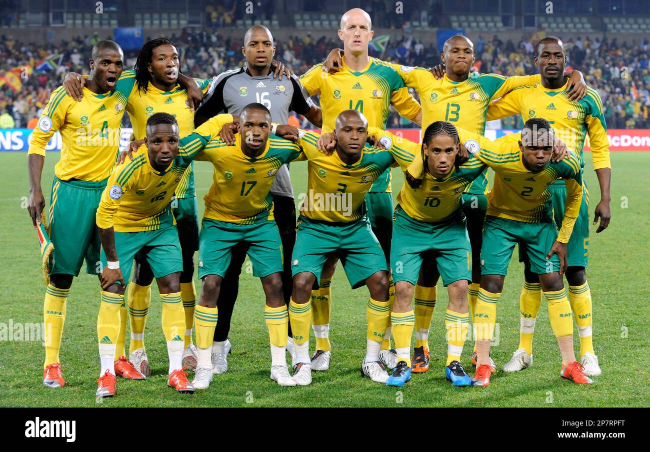Front row from left, South Africa's Teko Modise, Bernard Parker, Tsepo ...