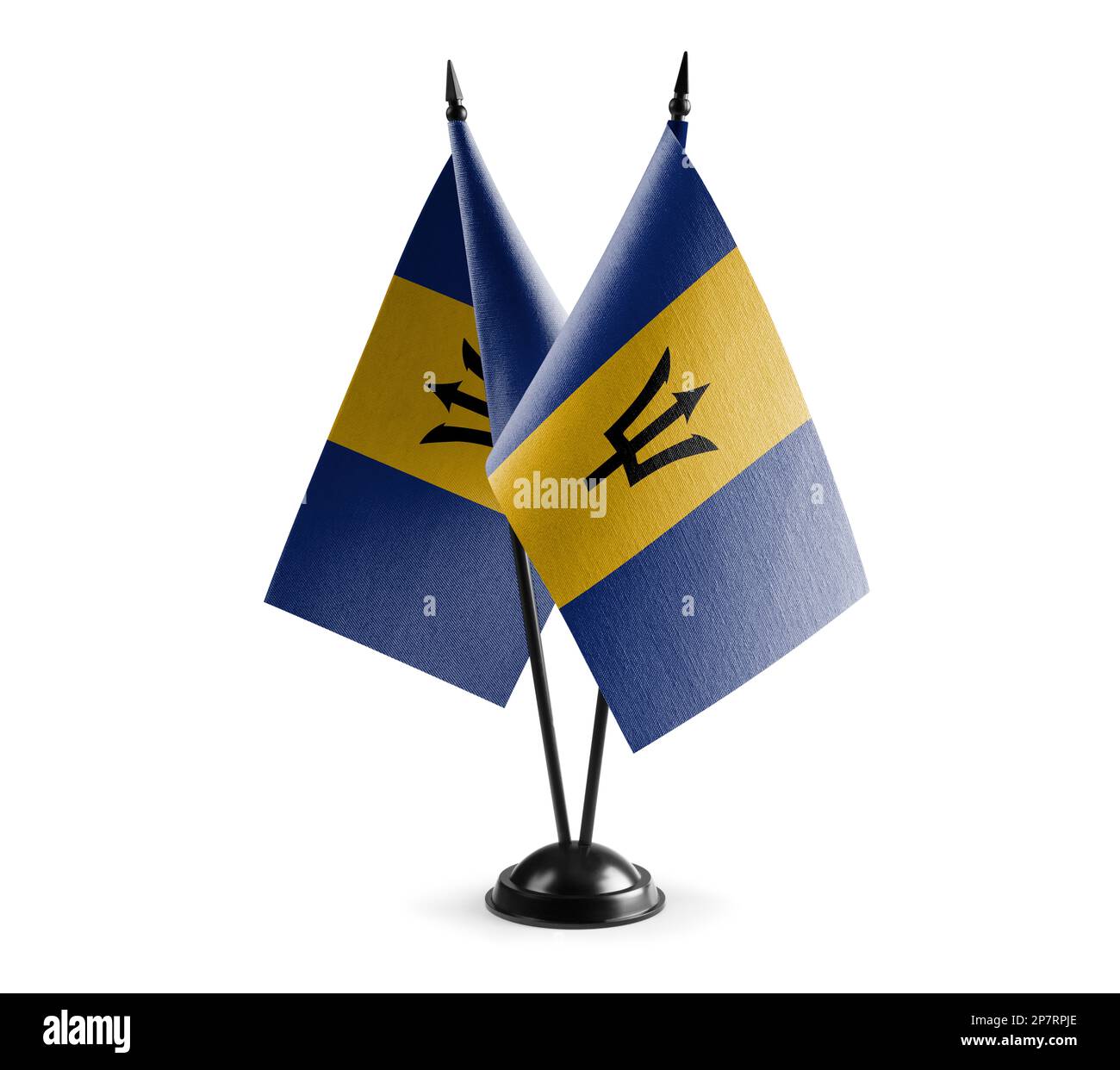 Small national flags of the Barbados on a white background Stock Photo ...