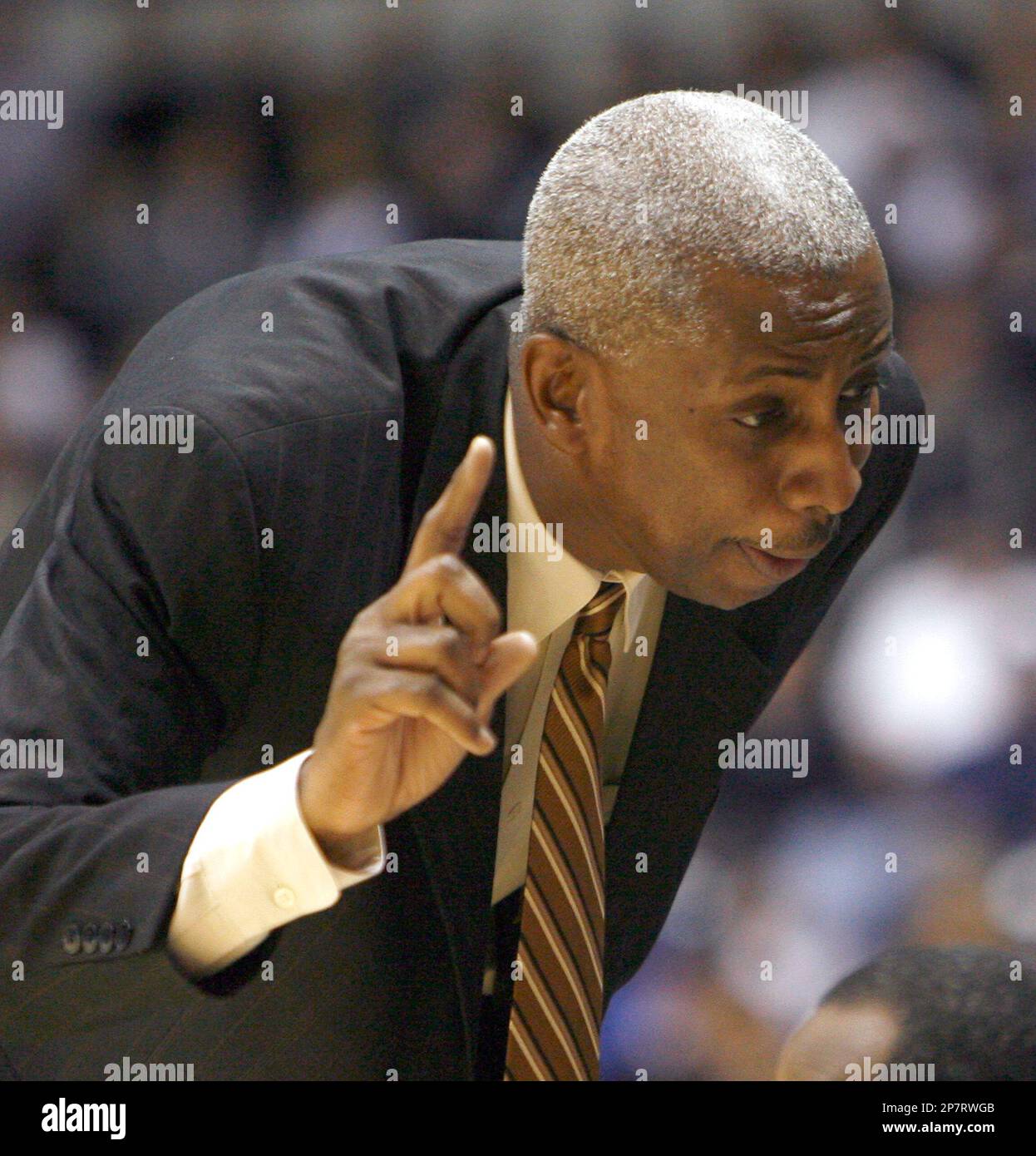 Bowling Green coach Louis Orr makes a point to players on the bench in ...