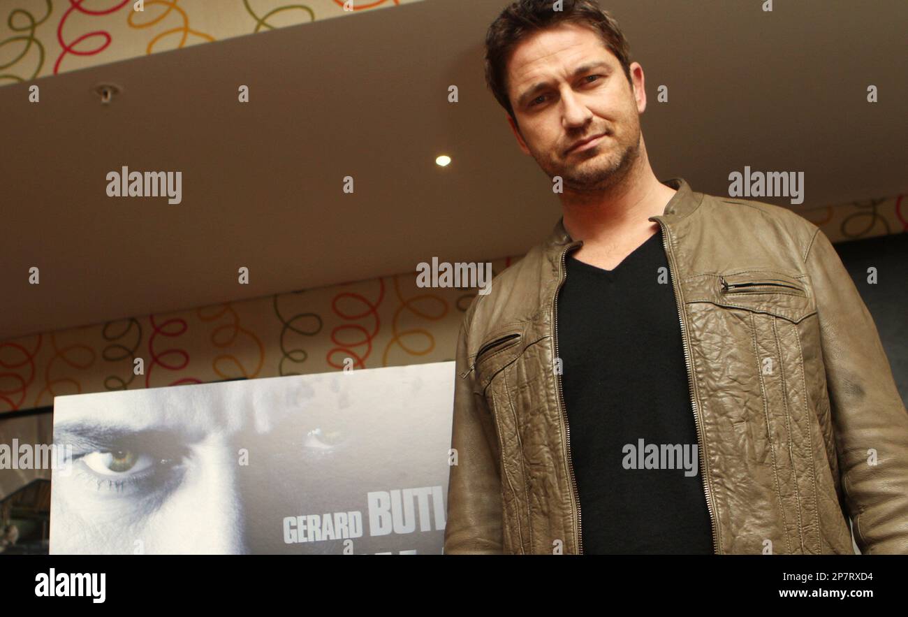 British actor Gerard Butler attends an exclusive competition winners ...