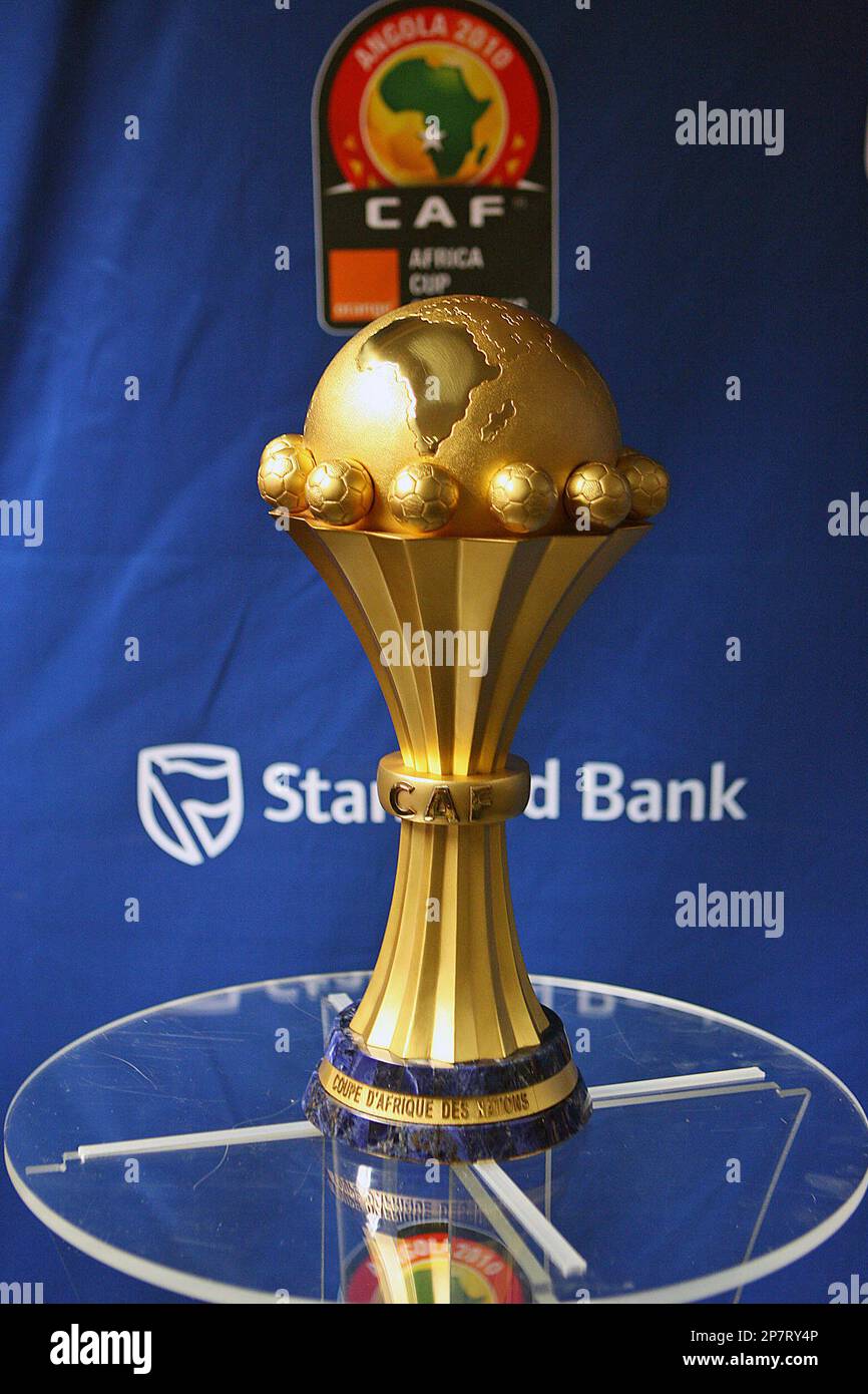 The African Cup of Nations soccer trophy on display in Johannesburg ...