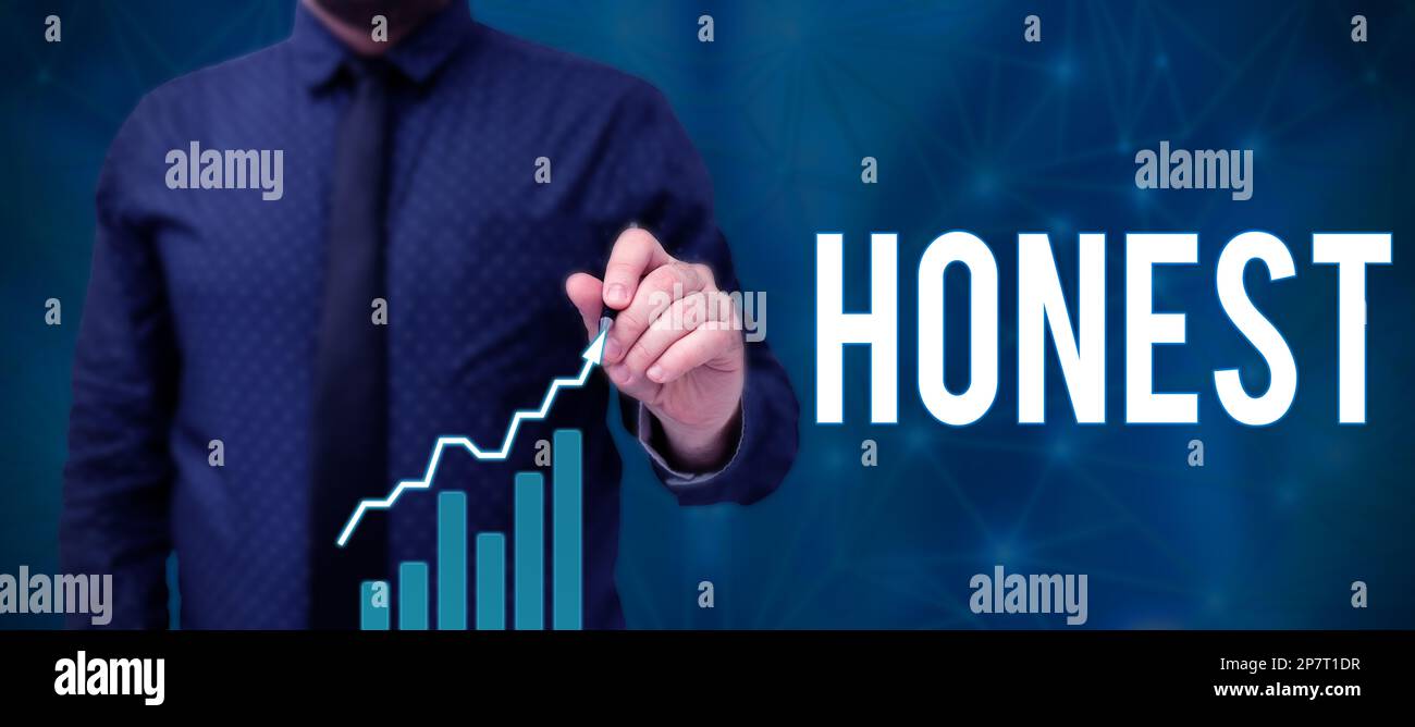 Inspiration showing sign Honest. Business overview telling the truth or ...