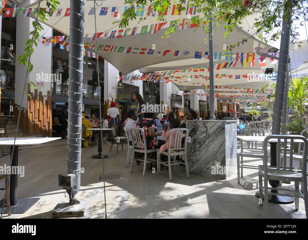 The outdoor patio and food court at The Village Market, Nairobi KE ...