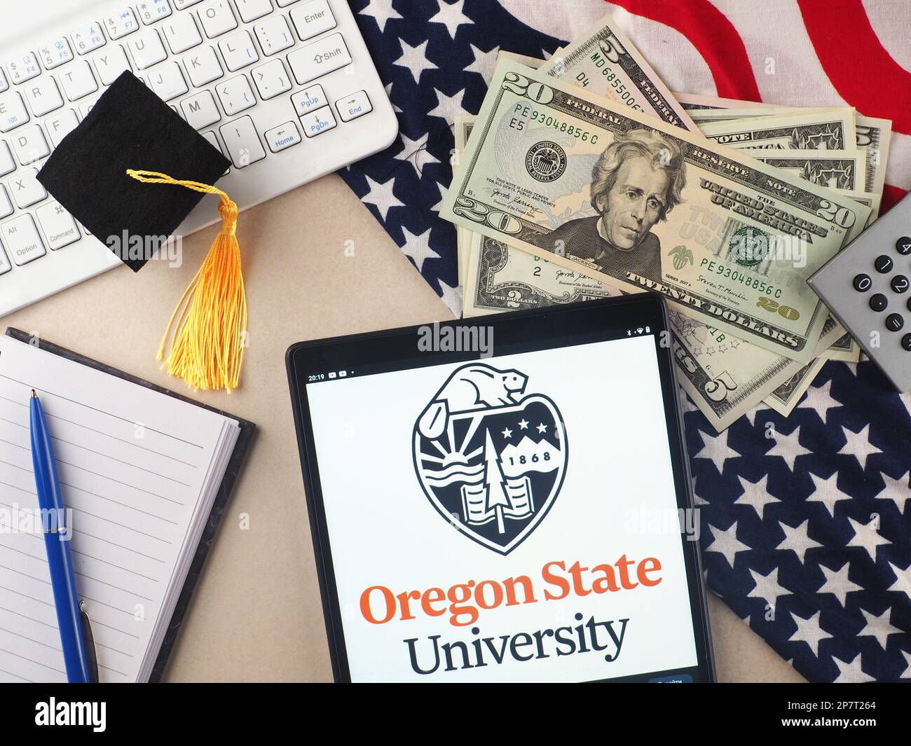 In this photo illustration, Oregon State University logo seen displayed ...