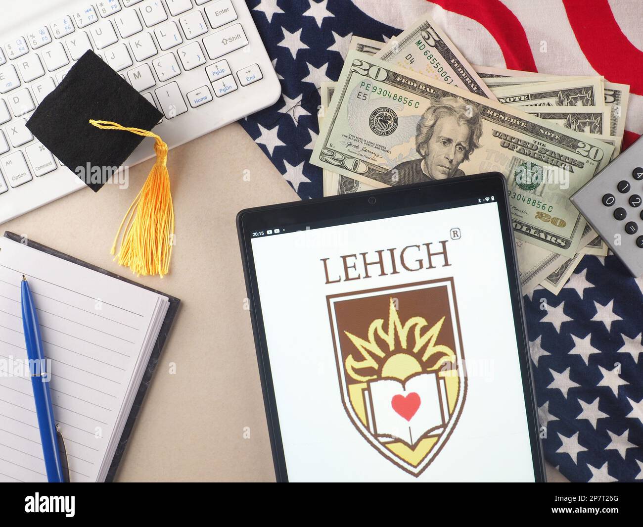 In this photo illustration, Lehigh University logo seen displayed on a ...
