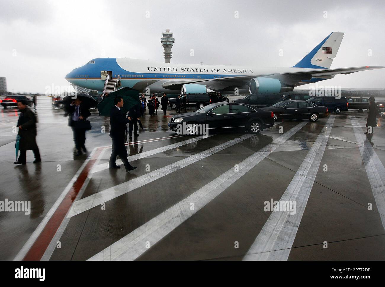 The Air Force One which will carry U.S. President Barack Obama taxies ...